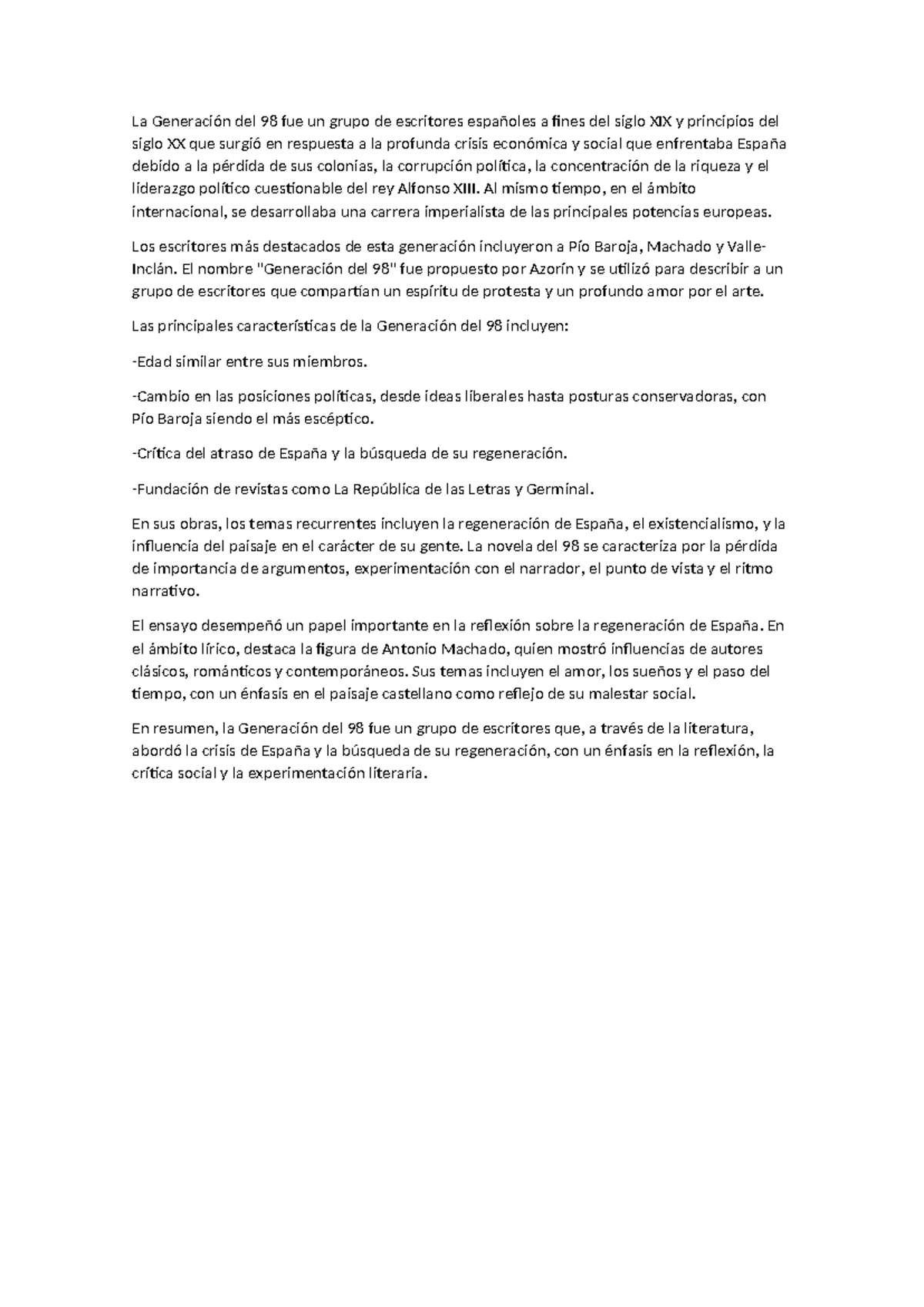 Gen 98 - Apuntes - La Generación del 98 fue un grupo de escritores ...