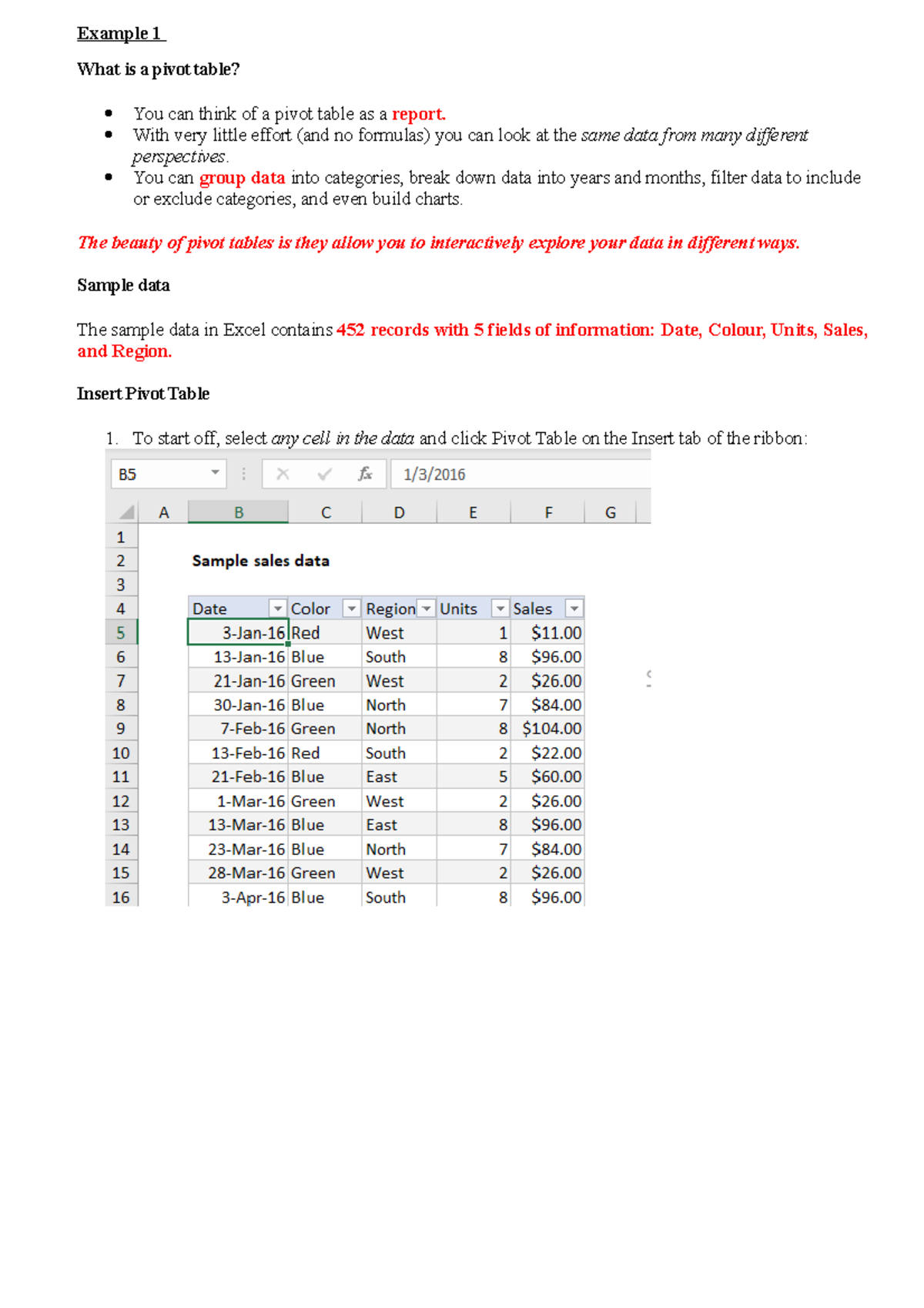 1c What is a pivot table - Example 1 What is a pivot table? You can ...