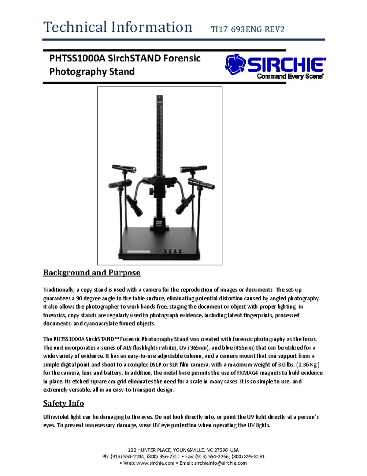 Sirchie cam stand - Forensic equipment - ####### 100 HUNTER PLACE ...