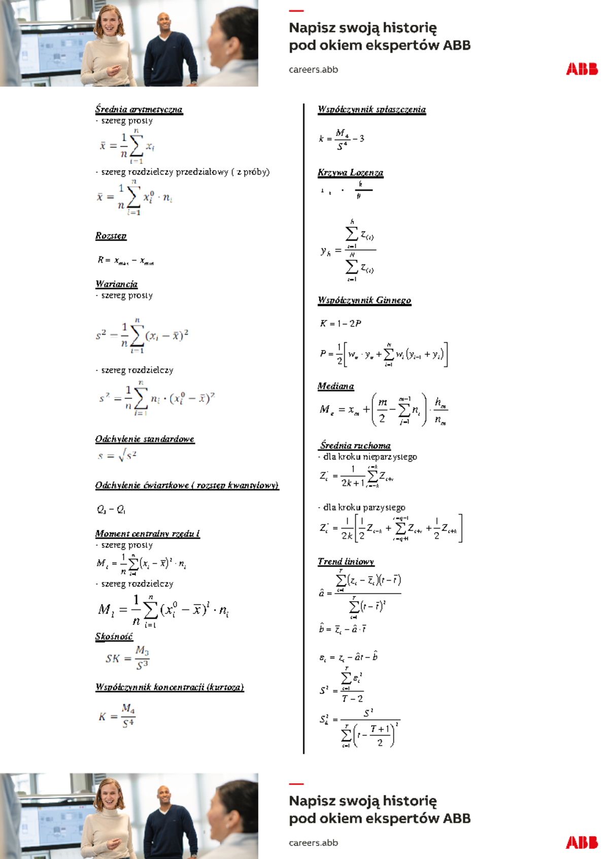 Notatek pl statystyka wzory na egzamin 1 - Rachunkowość - Studocu
