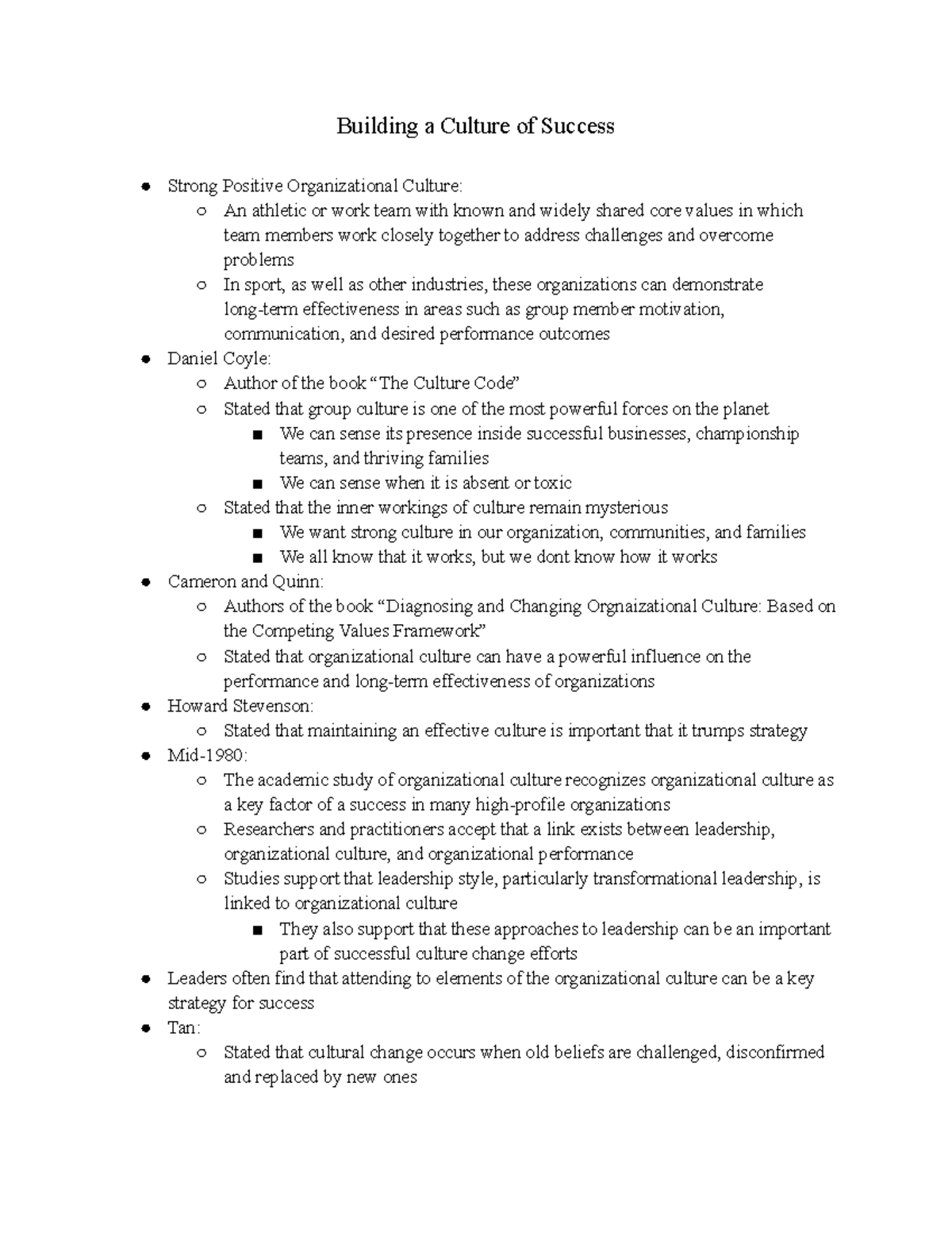 SLM 272 Book Notes (Chapter 4) - Building a Culture of Success Strong ...
