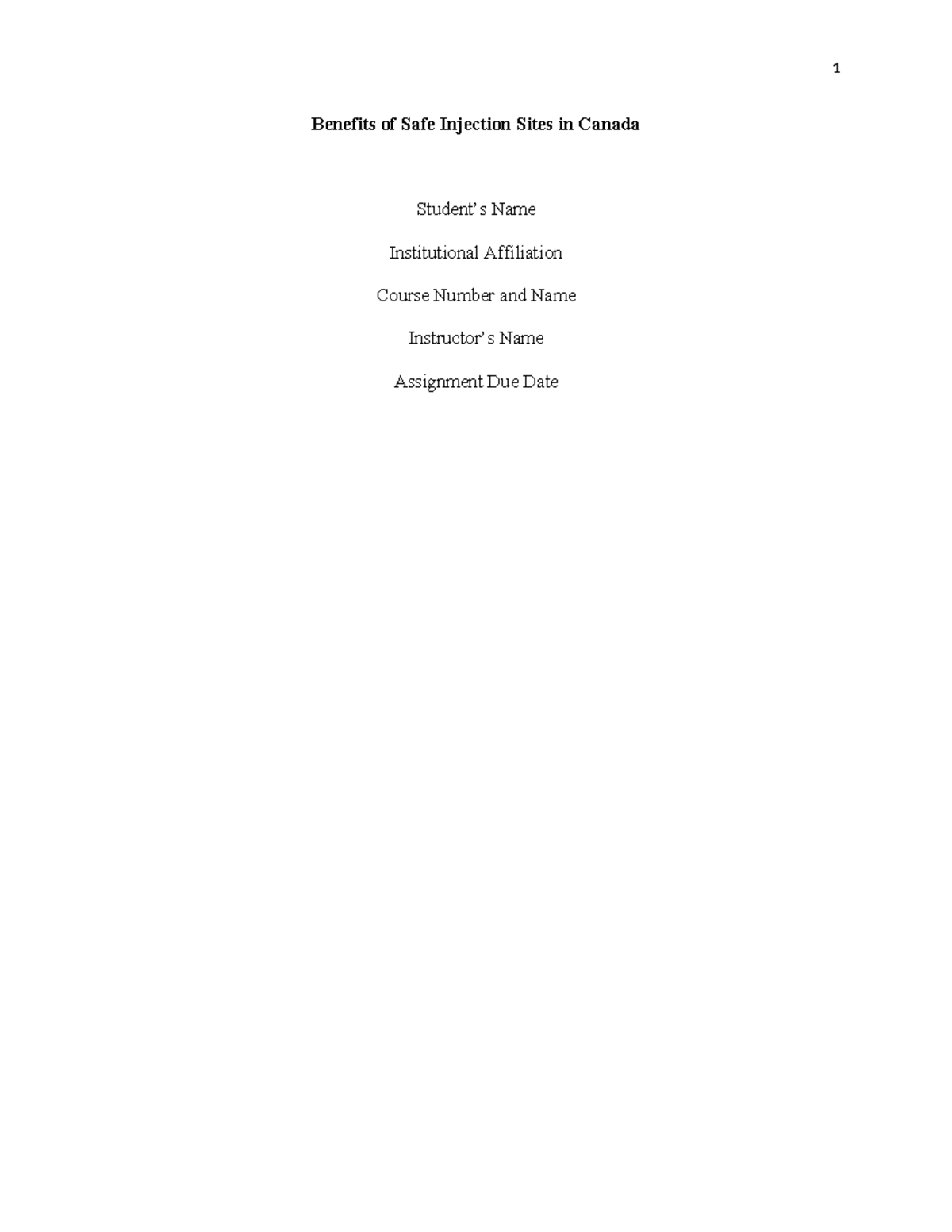 Benefits of Safe Injection Sites in Canada - Benefits of Safe Injection ...