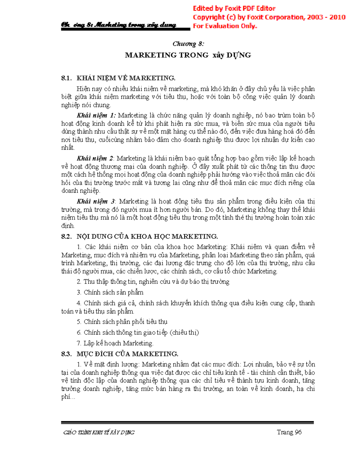 Ch ng 8 Marketing trong xay dung Marketi - Ch¬ng 8 : Marketing trong xây dung Gi ̧o tr×nh kinh ...