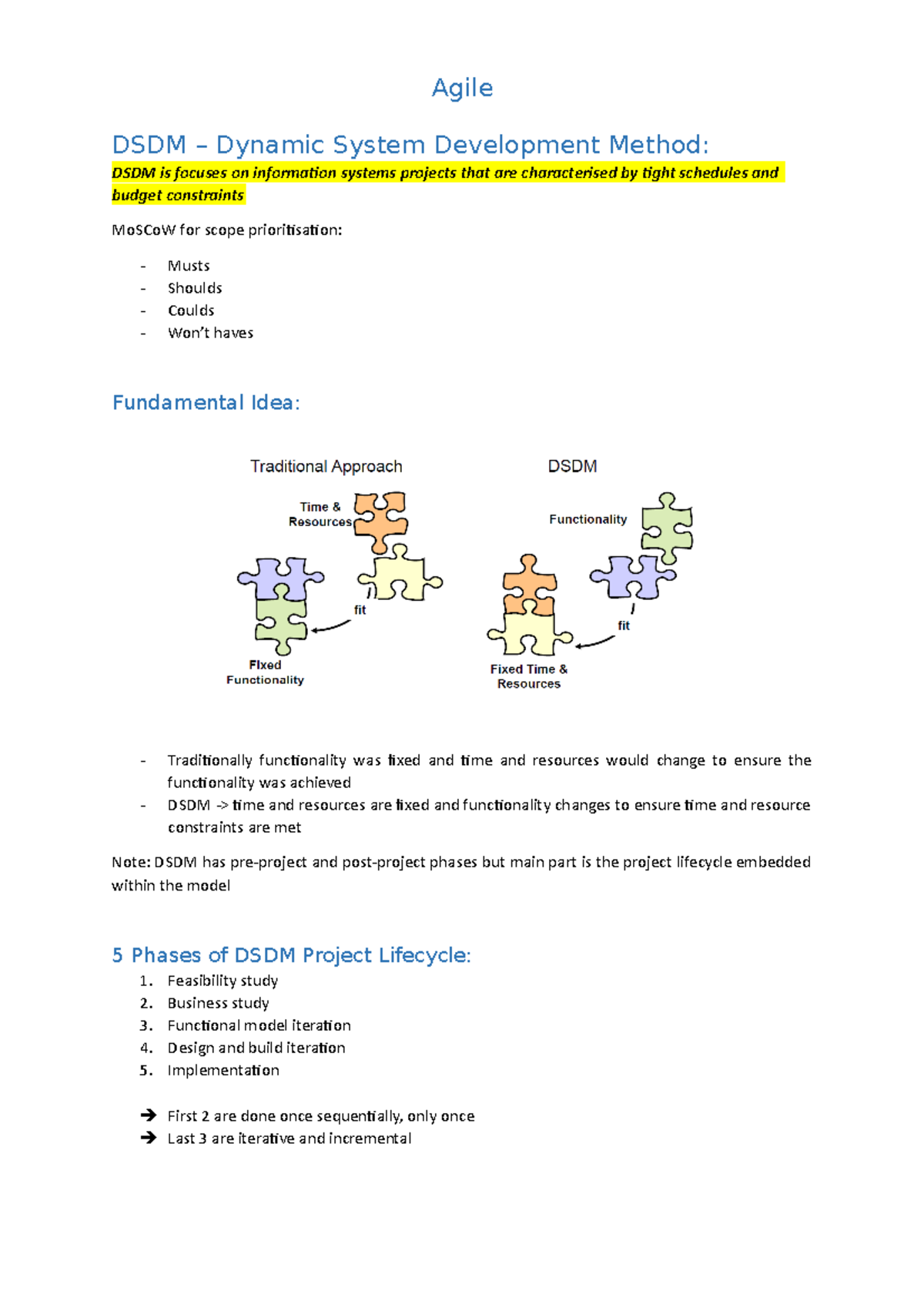 DSDM - Dynamic Systems Development Method Notes - Agile DSDM – Dynamic ...