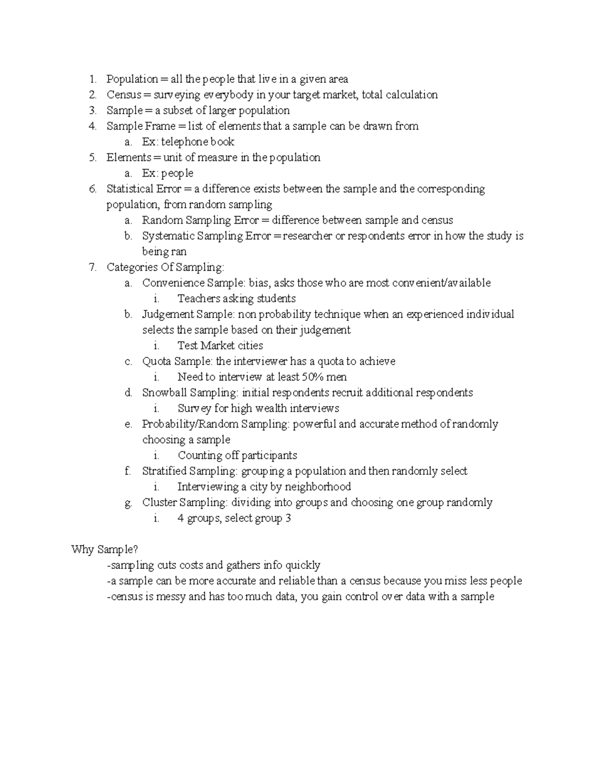 Chapter 12 Lecture notes - Population = all the people that live in a ...