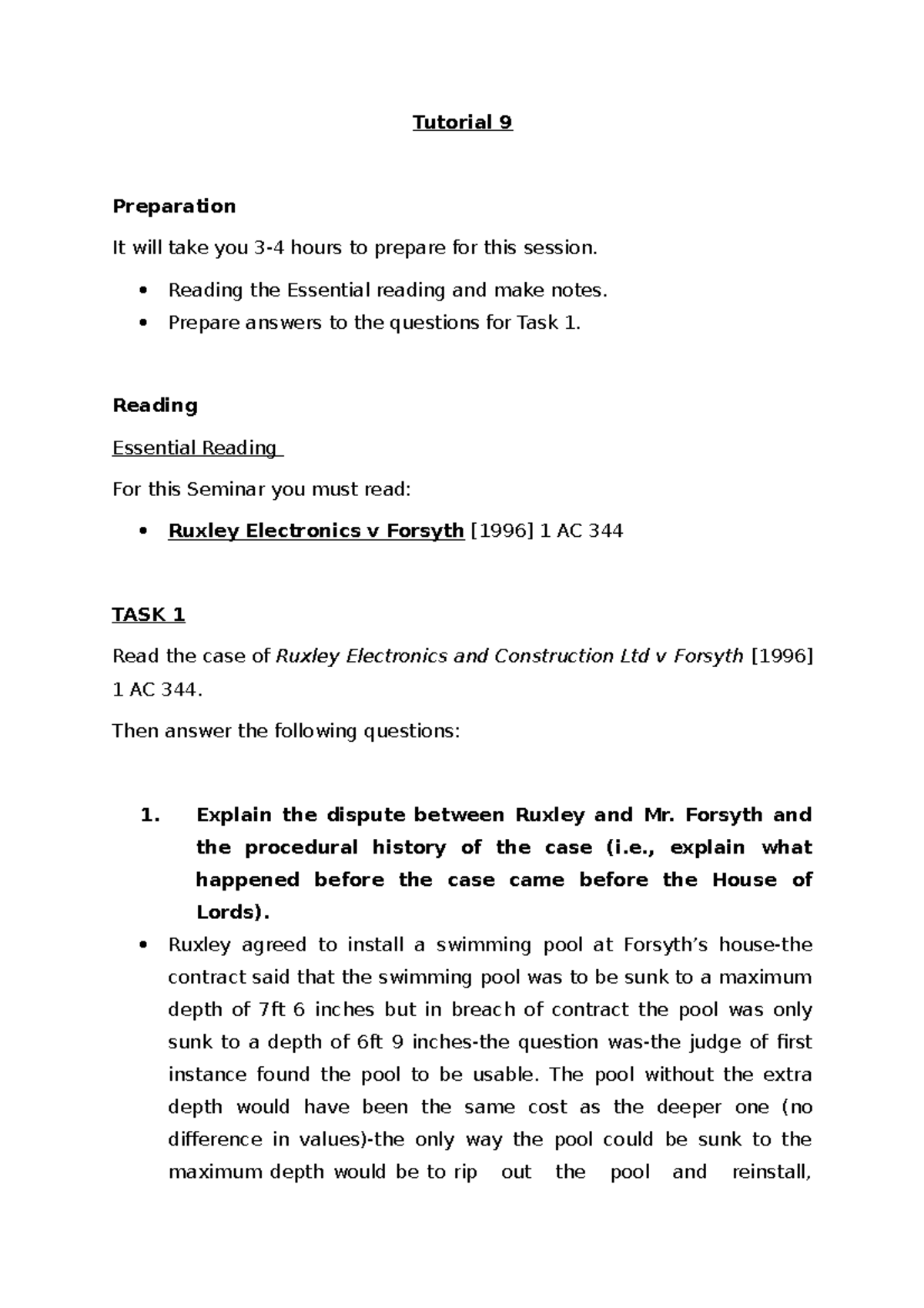 Tutorial 9 - answers - Tutorial 9 Preparation It will take you 3-4 ...