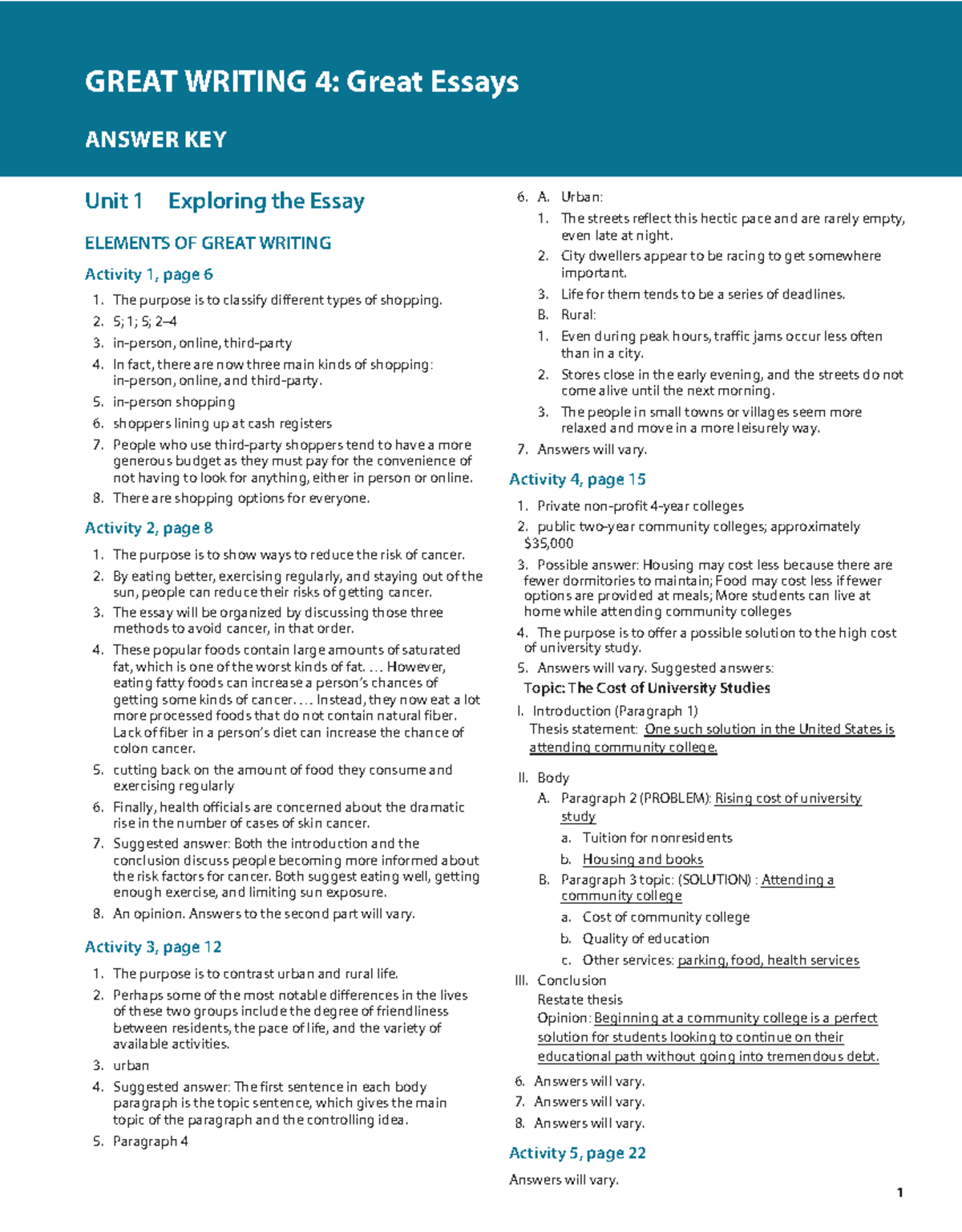 542256356 Great Writing 4 5th Edition Great Essays Answer key - GREAT ...