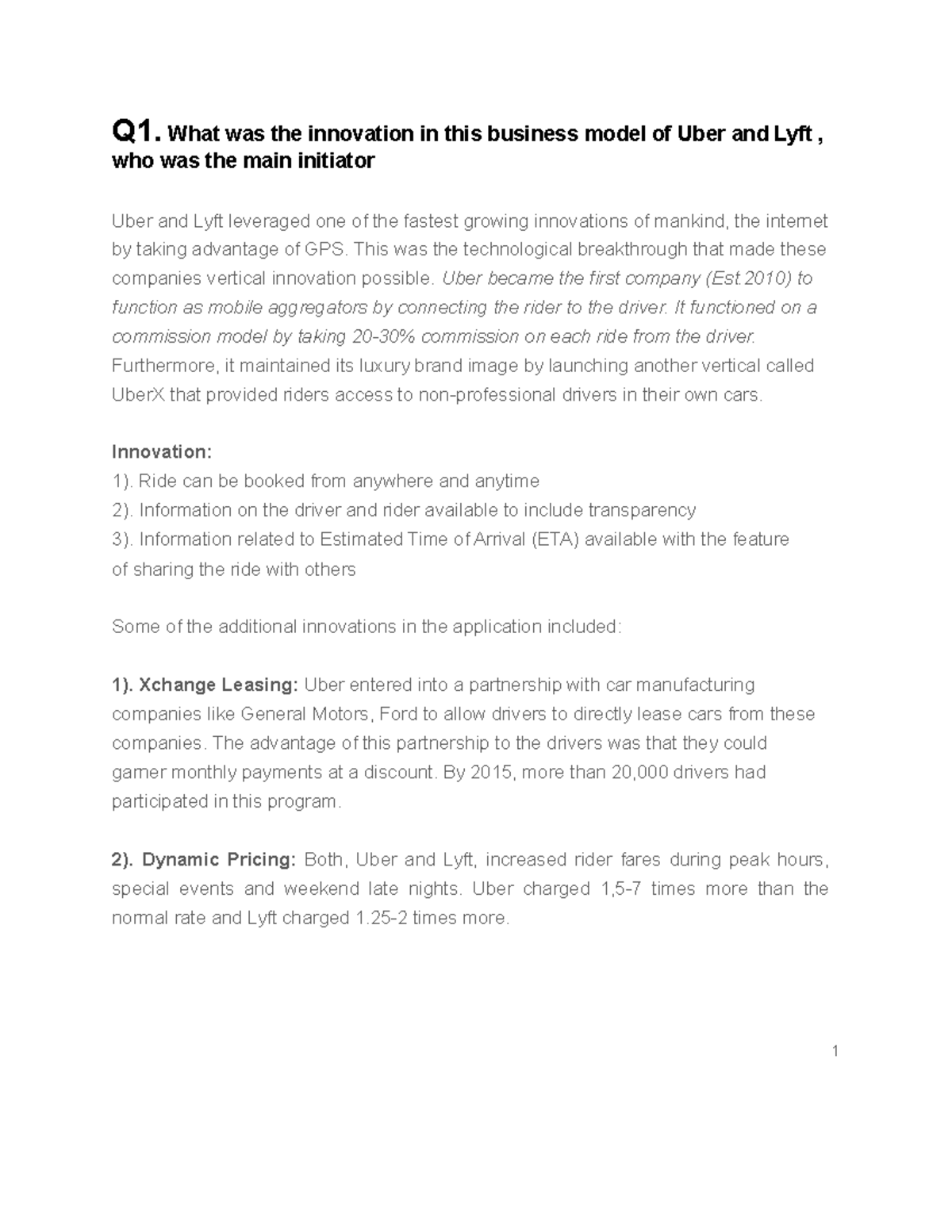 Marketing Management -GMP Case Analysis - Q1. What was the innovation ...