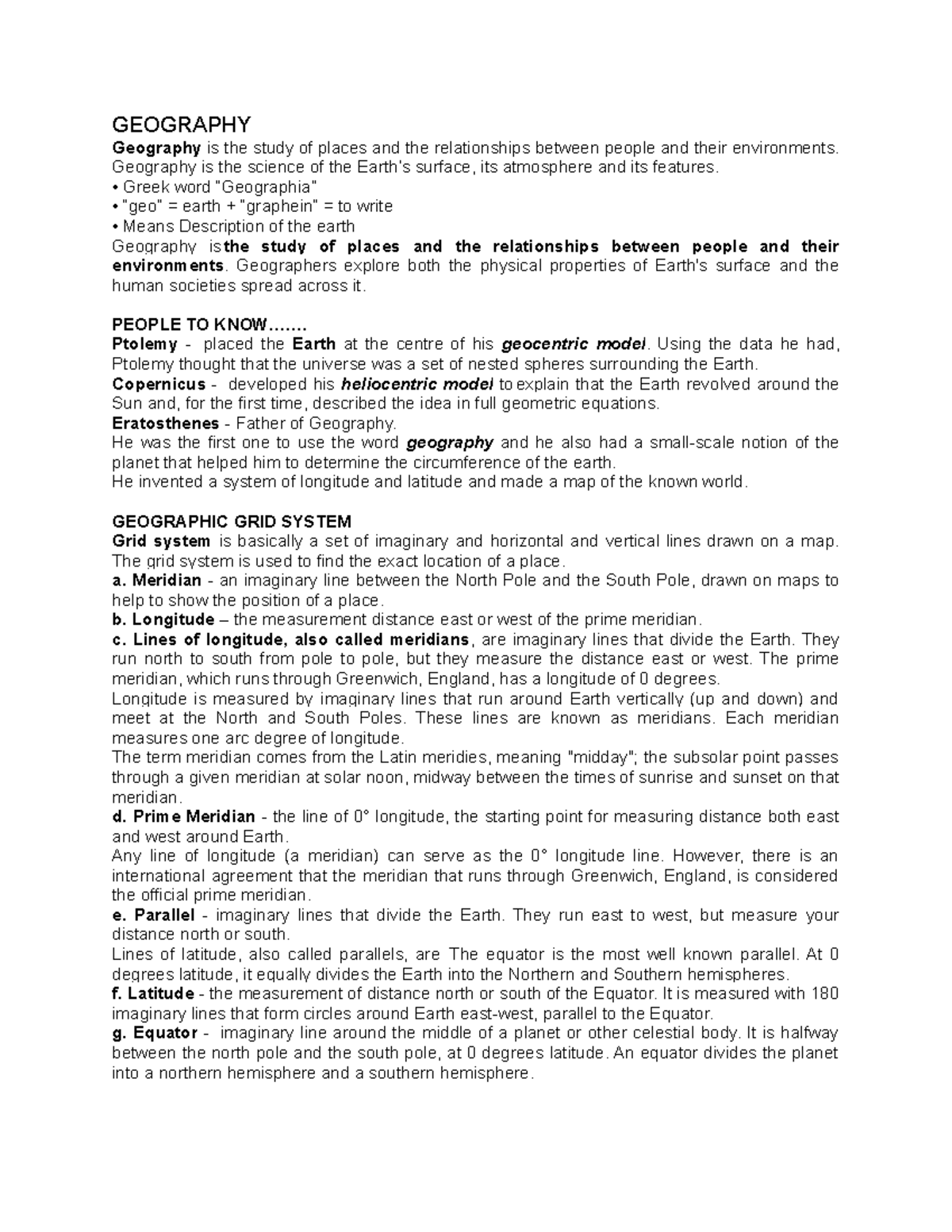 Geography - Lecture - GEOGRAPHY Geography is the study of places and ...