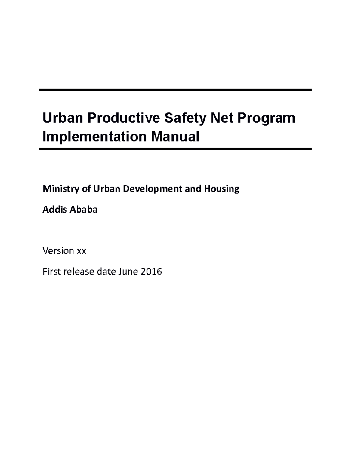 Upsnp PIM revision June 2016 MA - Urban Productive Safety Net Program ...