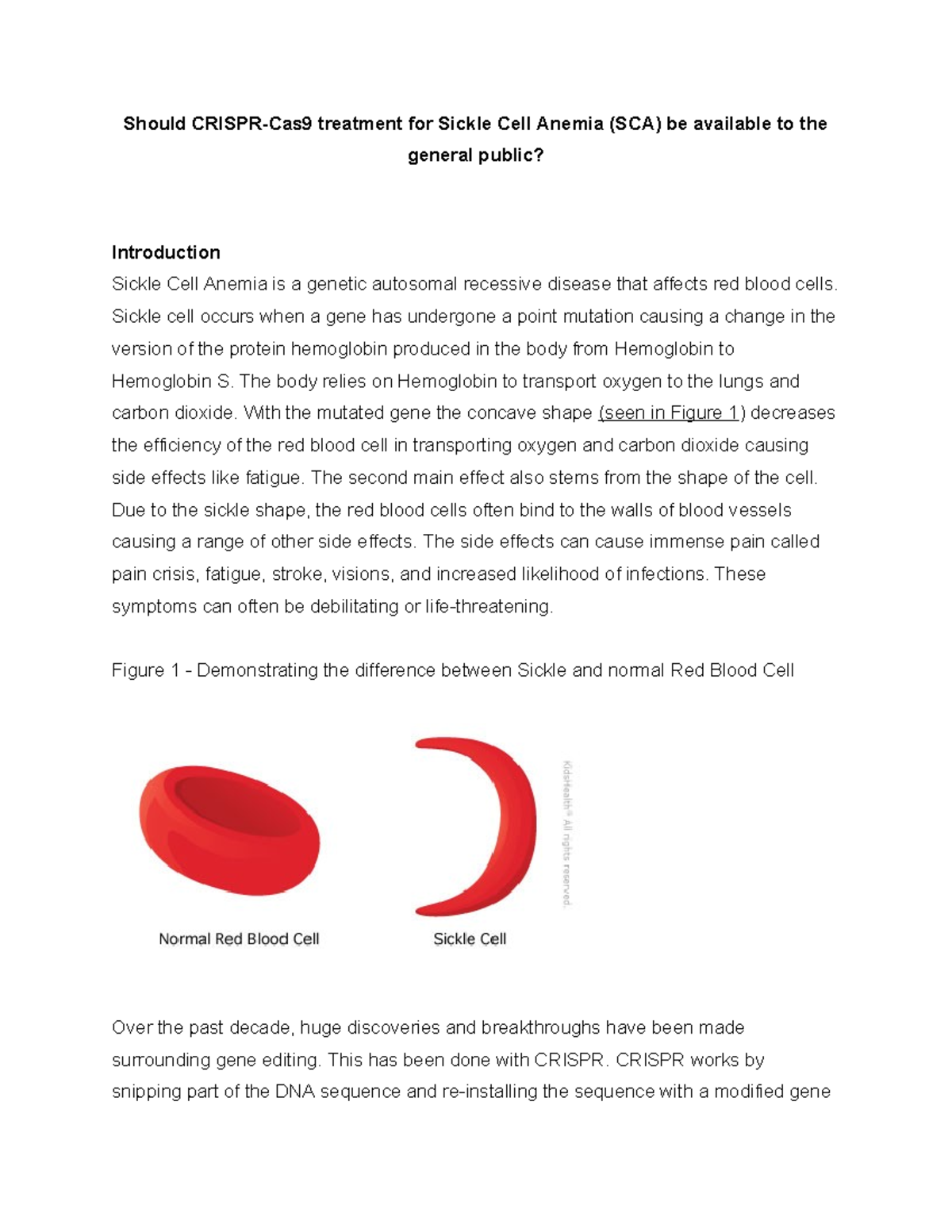 Sickle Cell Anaemia and Crispr depth study - Joshua Lai - Should CRISPR ...