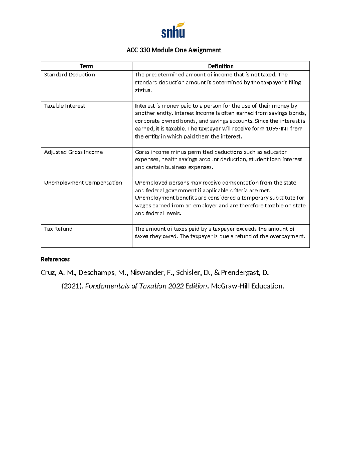 ACC 330 Module One Assignment C - ACC 330 Module One Assignment Term ...