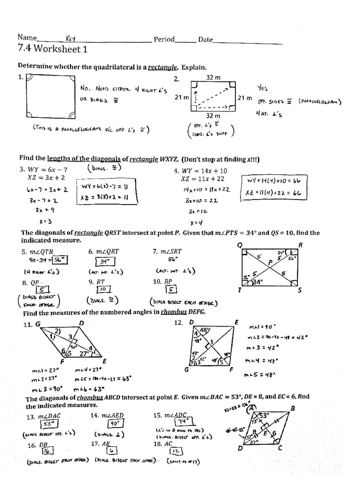 7.4 Worksheet 1 Answer Key - Studocu