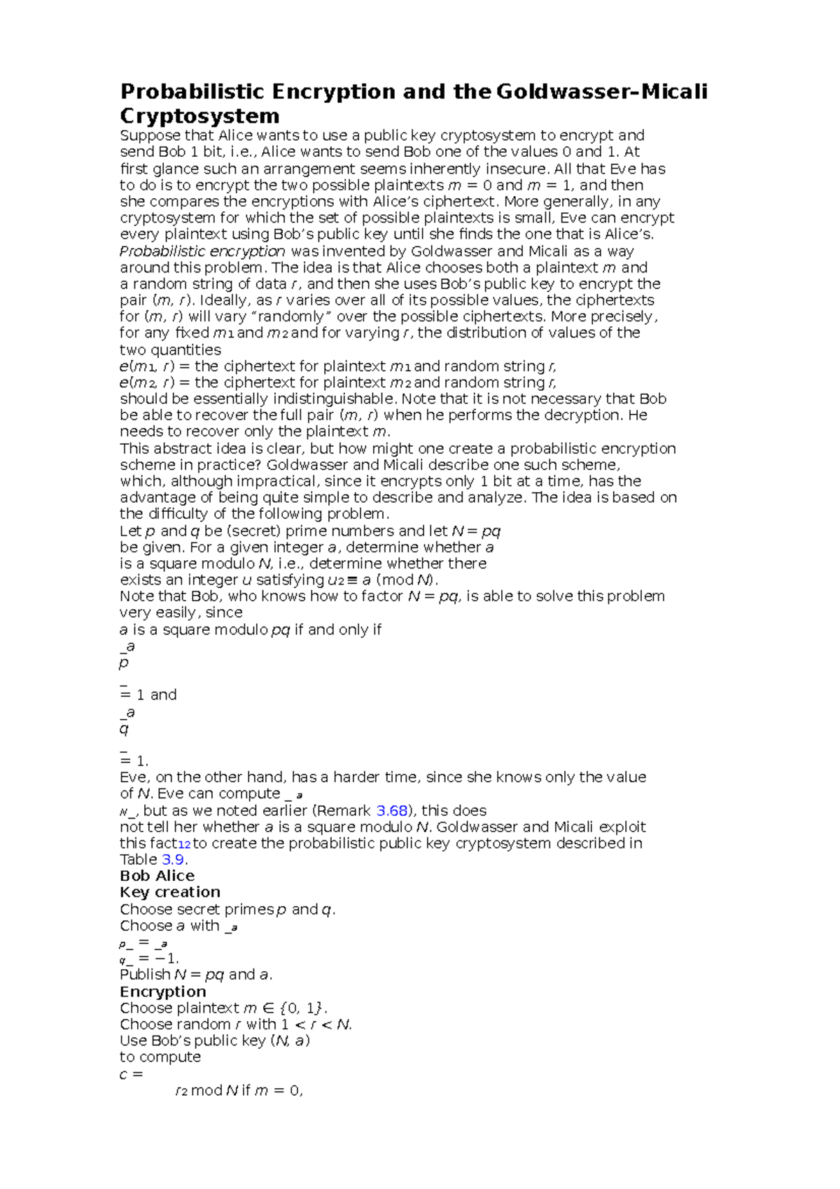 Probabilistic Encryption and the Goldwasser–Micali Cryptosystem ...