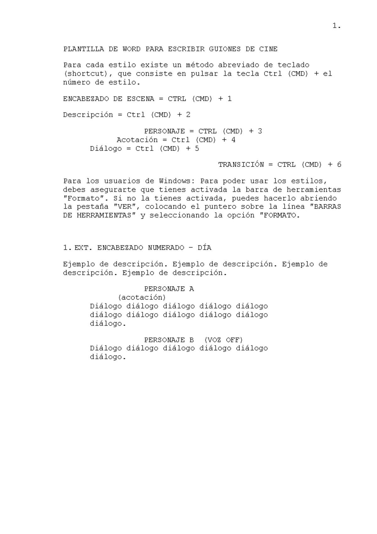 Plantilla Guion Word-TAB - 1. PLANTILLA DE WORD PARA ESCRIBIR GUIONES ...