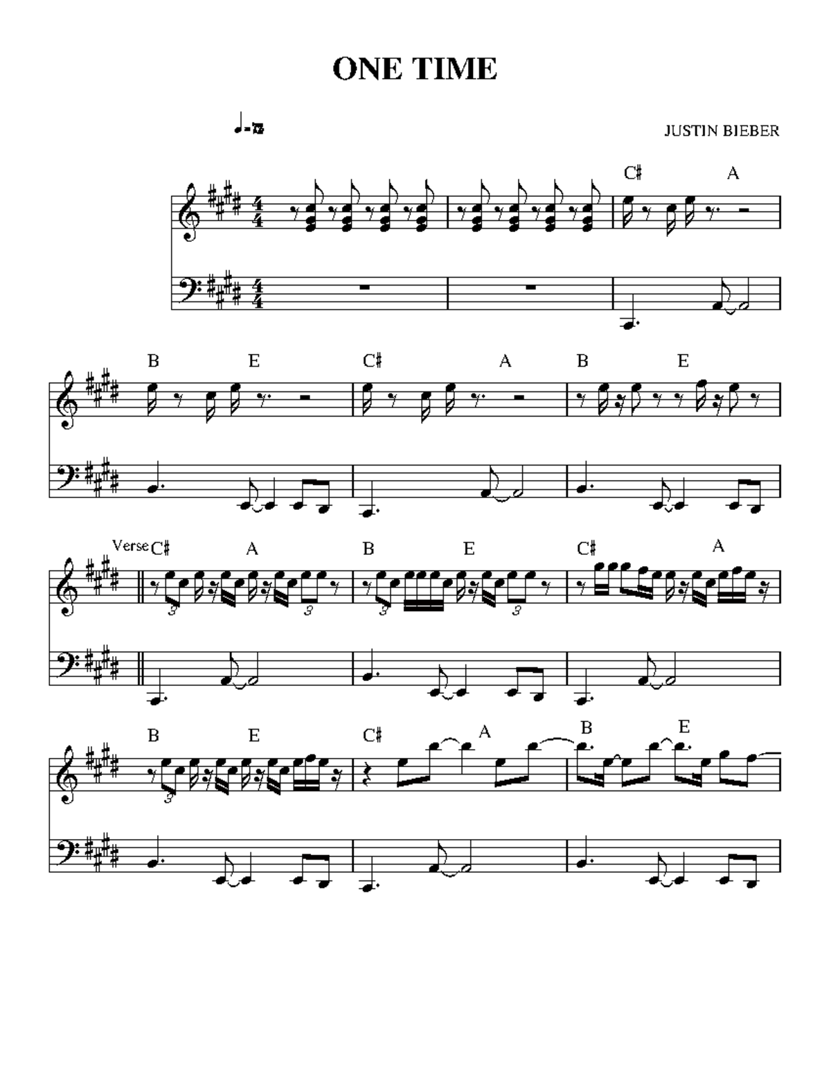 One time-justin bieber 1 - !!!! 4 4 !!!! 4 4 d tI t t d tI t t d tI t t ...