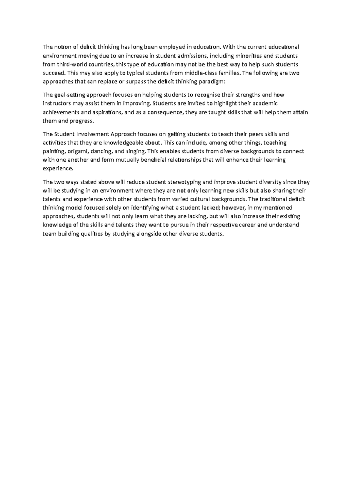 The notion of deficit thinking has long been employed in education ...