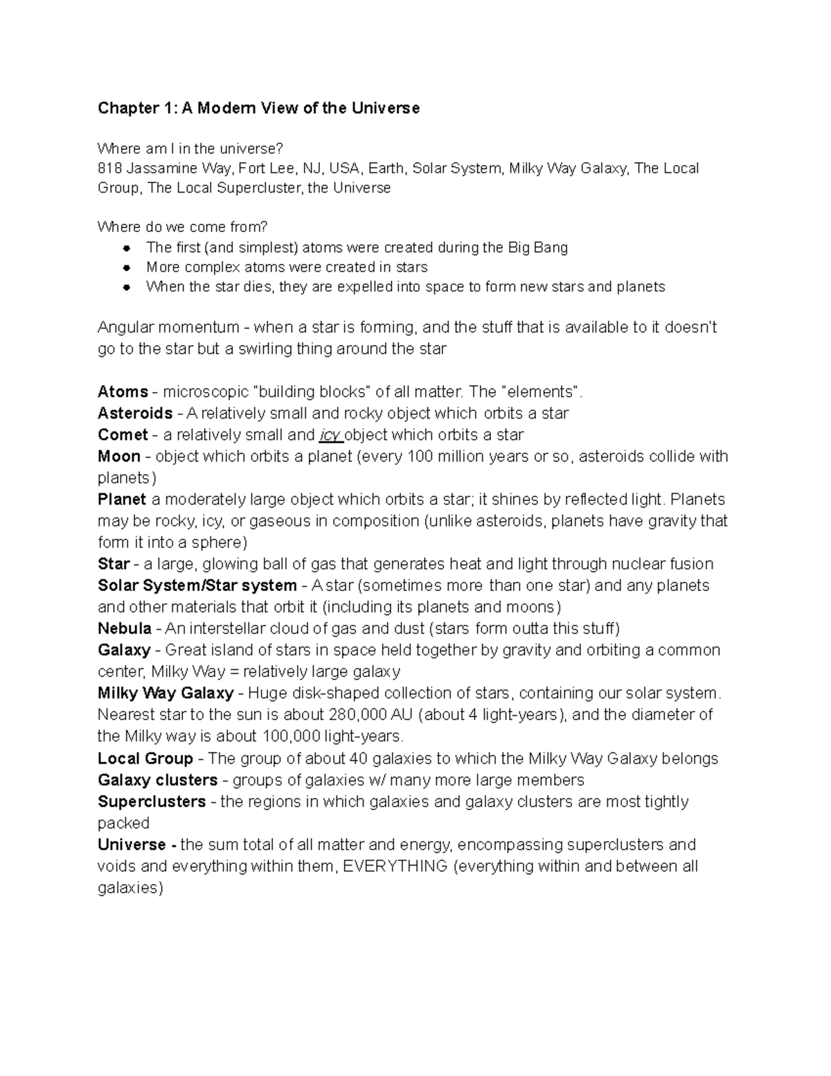 Astronomy 1010 - Unit 1 - Chapter 1: A Modern View of the Universe ...