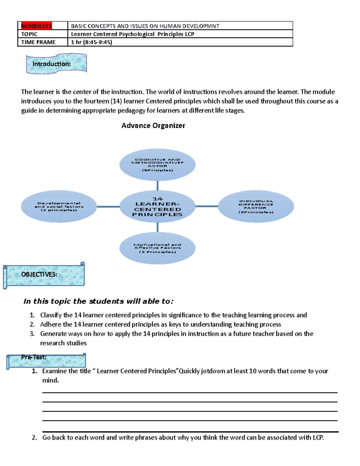 Prof Ed -Module 1 - The child and adolescents learners and learning principles - MODULE#1 BASIC ...