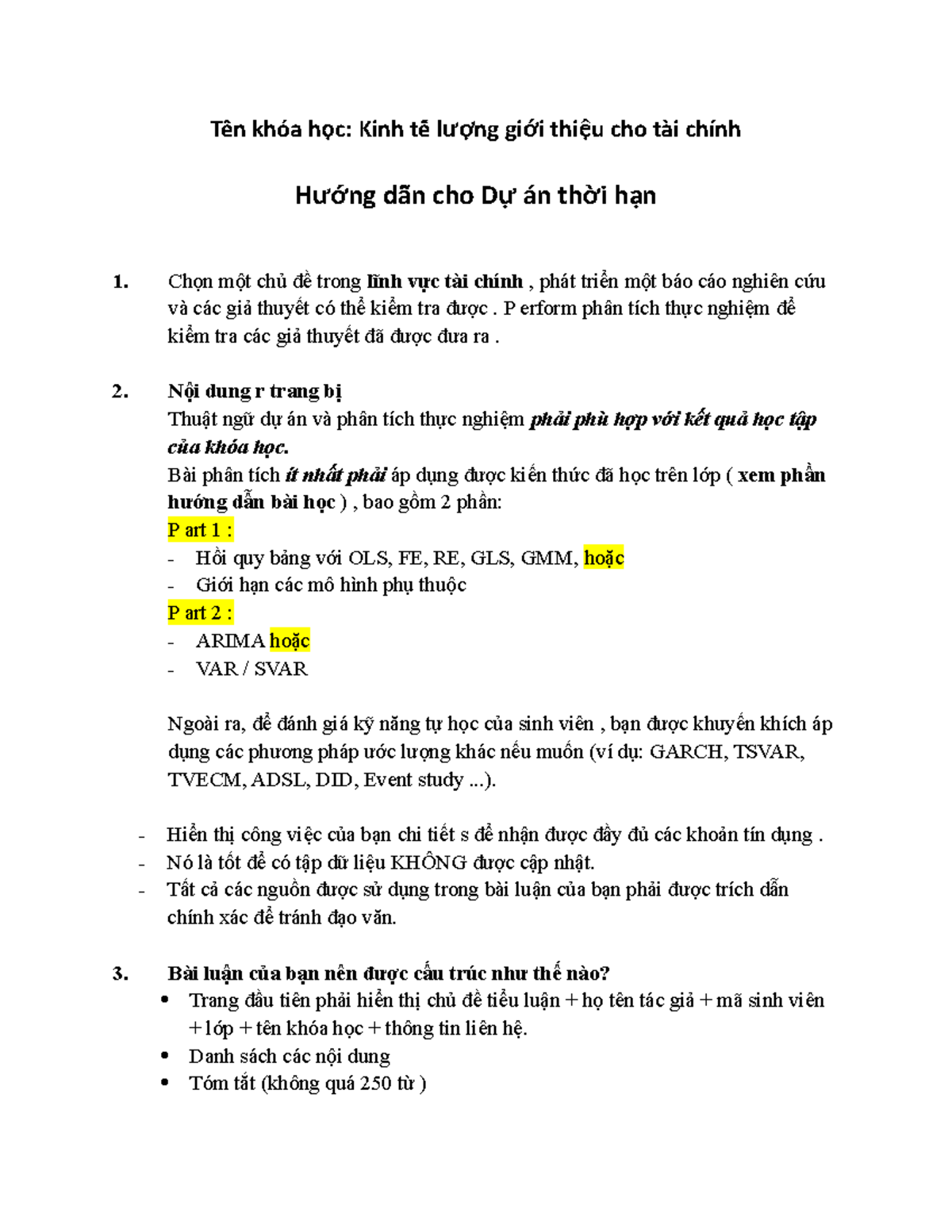 Guide-for-the-IFE-term-project-2 - Tên khóa h c: Kinh têế l ng gi i thi u cho tài chínhọ ượ ớ ệ ...