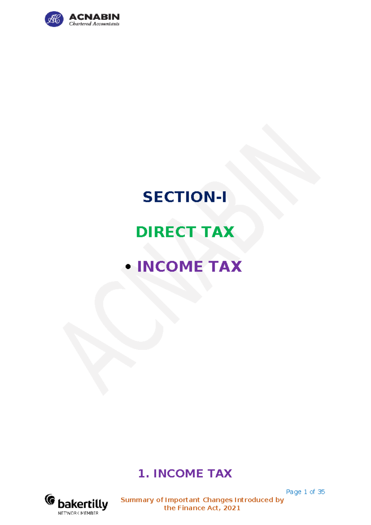 Summary of Important Changes Introduced by the Finance Act, 2021 ...