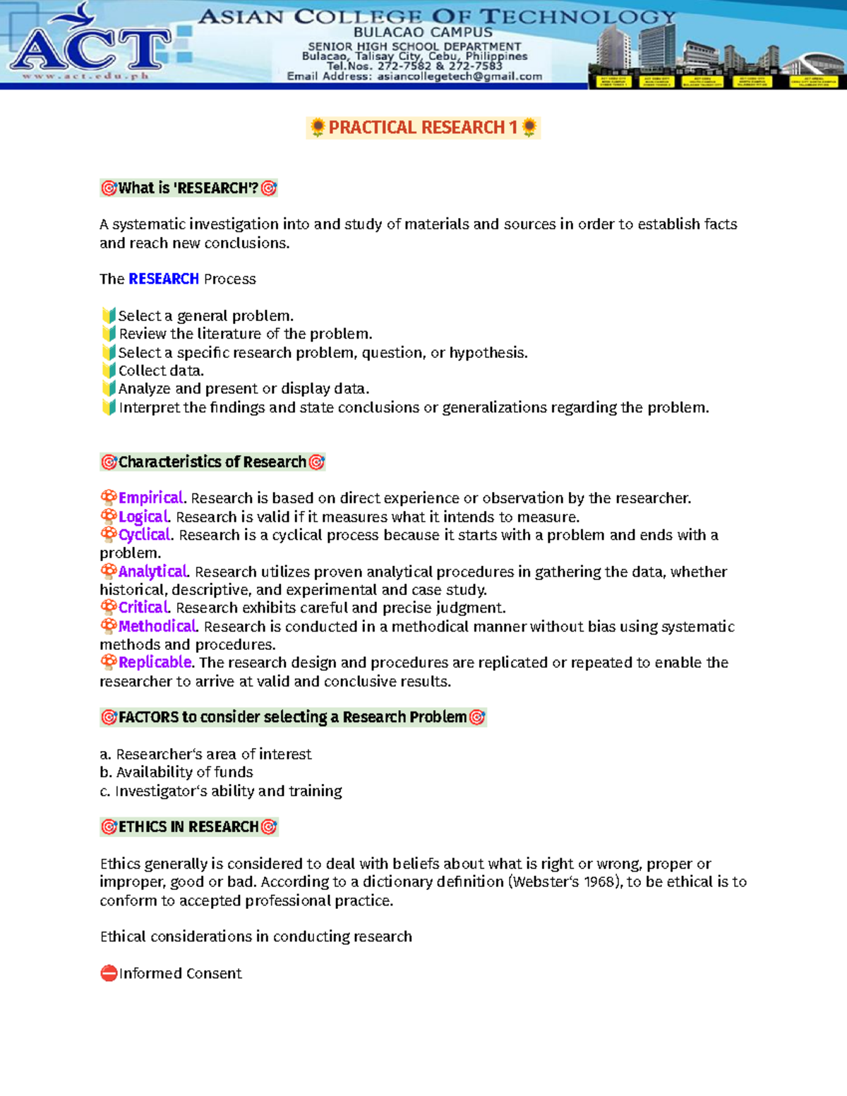 Practical- Research-1 - 0 PRACTICAL RESEARCH 1 0 What is 'RESEARCH'? A ...