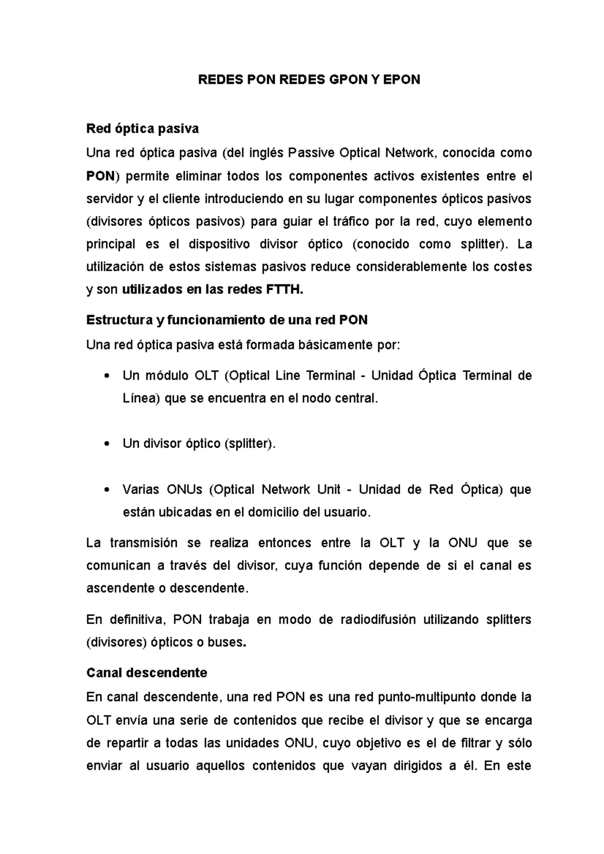 Cardenas Cardozo Michael Redes PON Redes GPON Y EPON - REDES PON REDES ...
