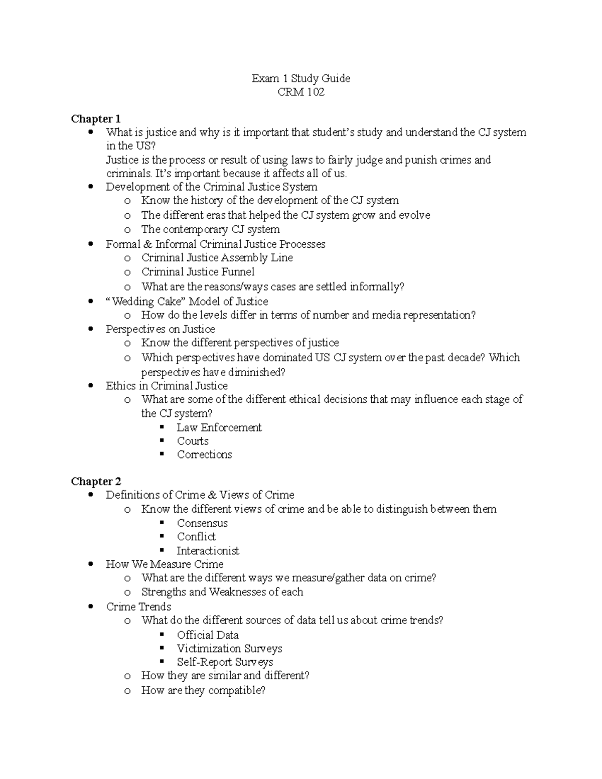 CRM 102 study guide 1 - Exam 1 Study Guide CRM 102 Chapter 1 What is ...