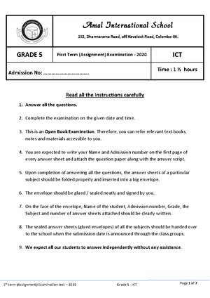ICT Service Exam Grade III of Class 3 Past Paper - INformation ...