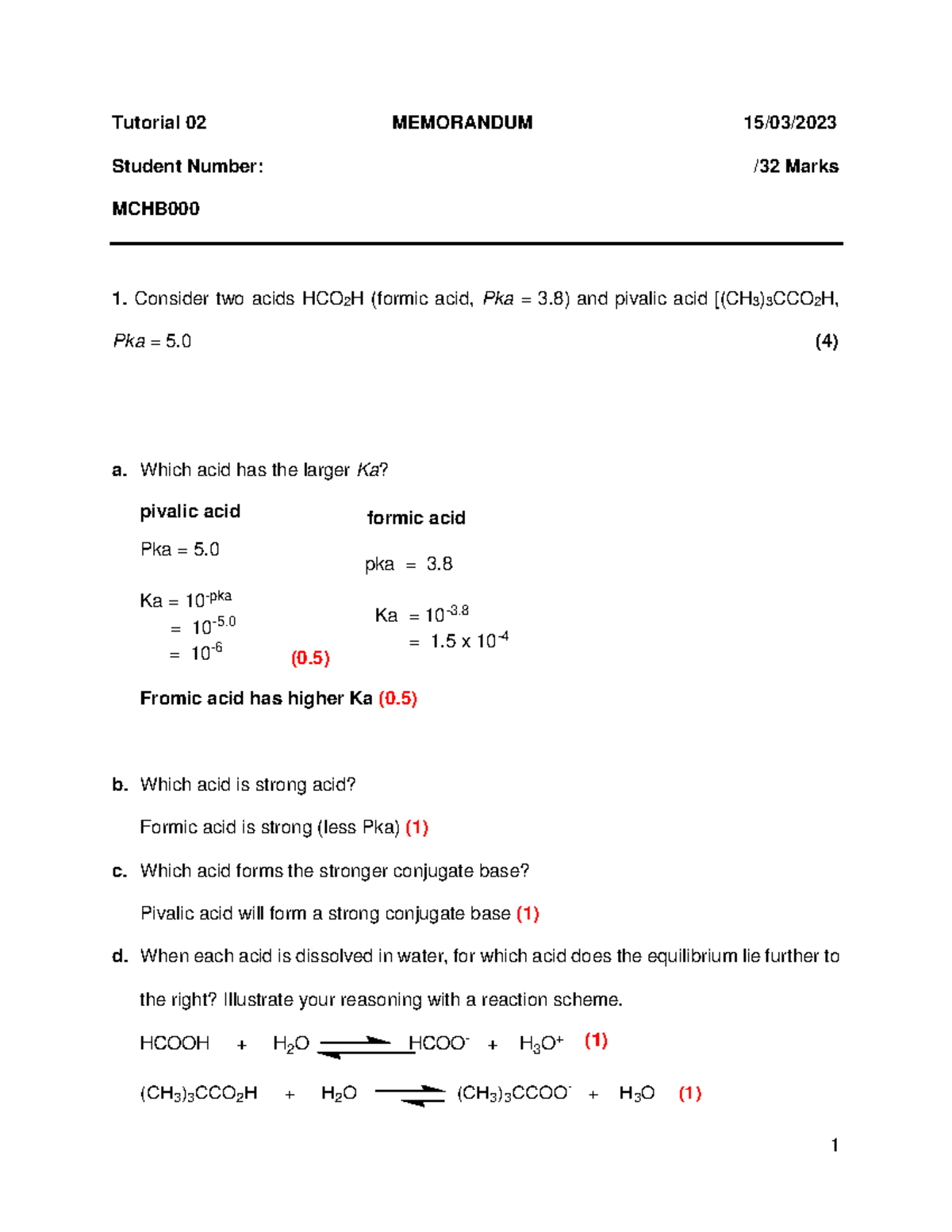 Memorandum of Tutorial Test 002 - Tutorial 02 MEMORANDUM 15/03/ Student ...