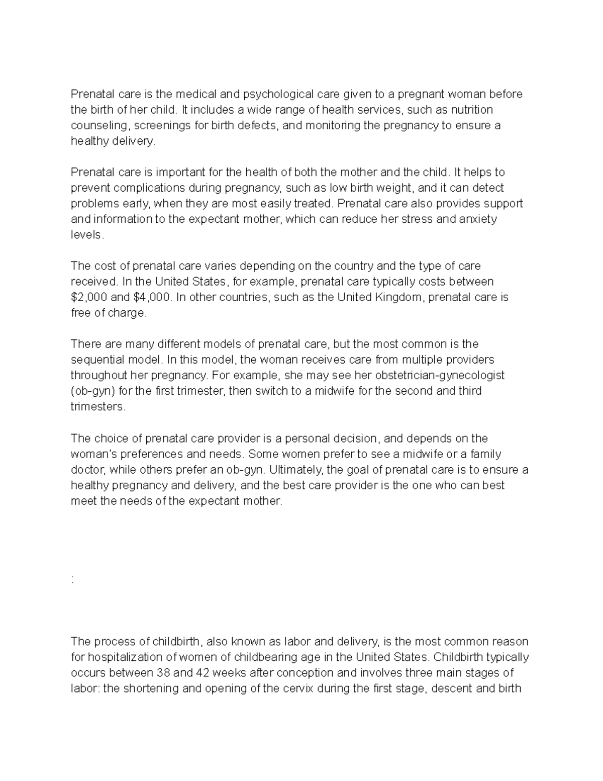 NURS4455 course outline - Prenatal care is the medical and ...