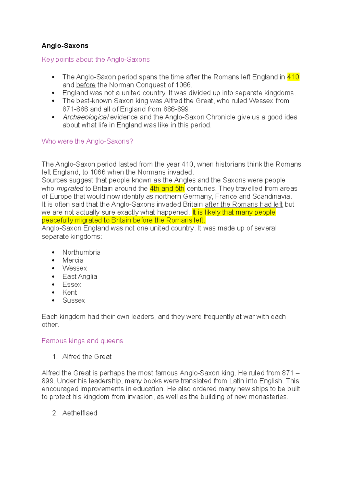 Anglo-Saxon literature - Anglo-Saxons Key points about the Anglo-Saxons ...