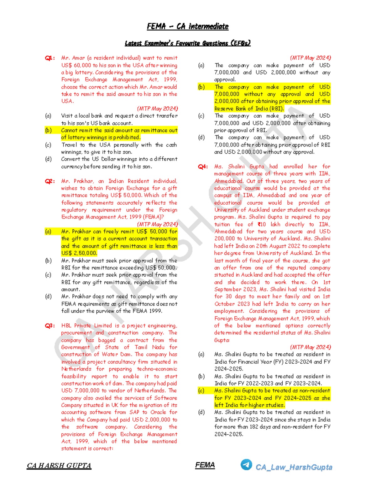 FEMA EFQs - CA HARSH GUPTA FEMA CA_Law_HarshGupta FEMA – CA ...