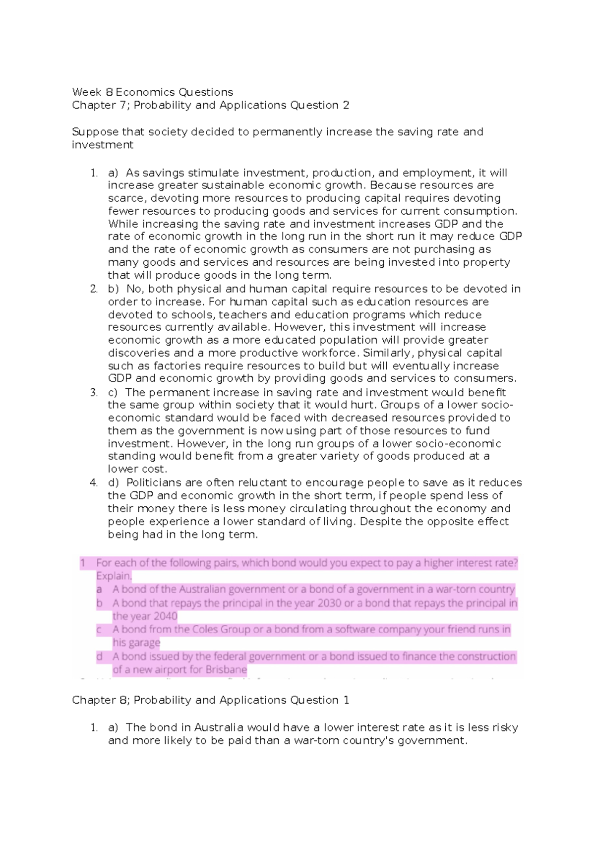 Week 8 Economics Questions - Week 8 Economics Questions Chapter 7 ...