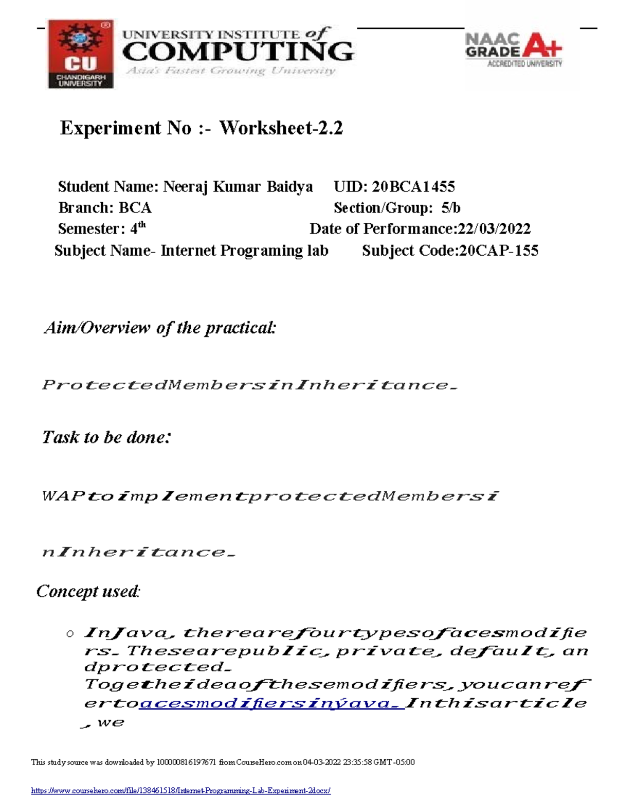 Internet Programming Lab Experiment 2 .docx - This study source was ...