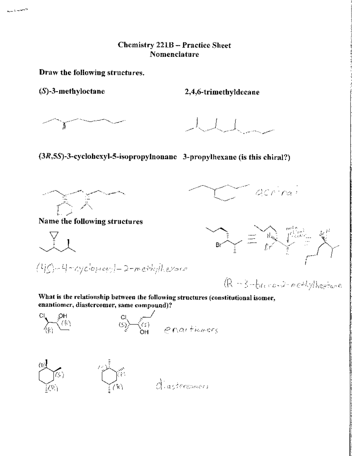 Chair and Nomenclature Key - CHEM 221 - Studocu