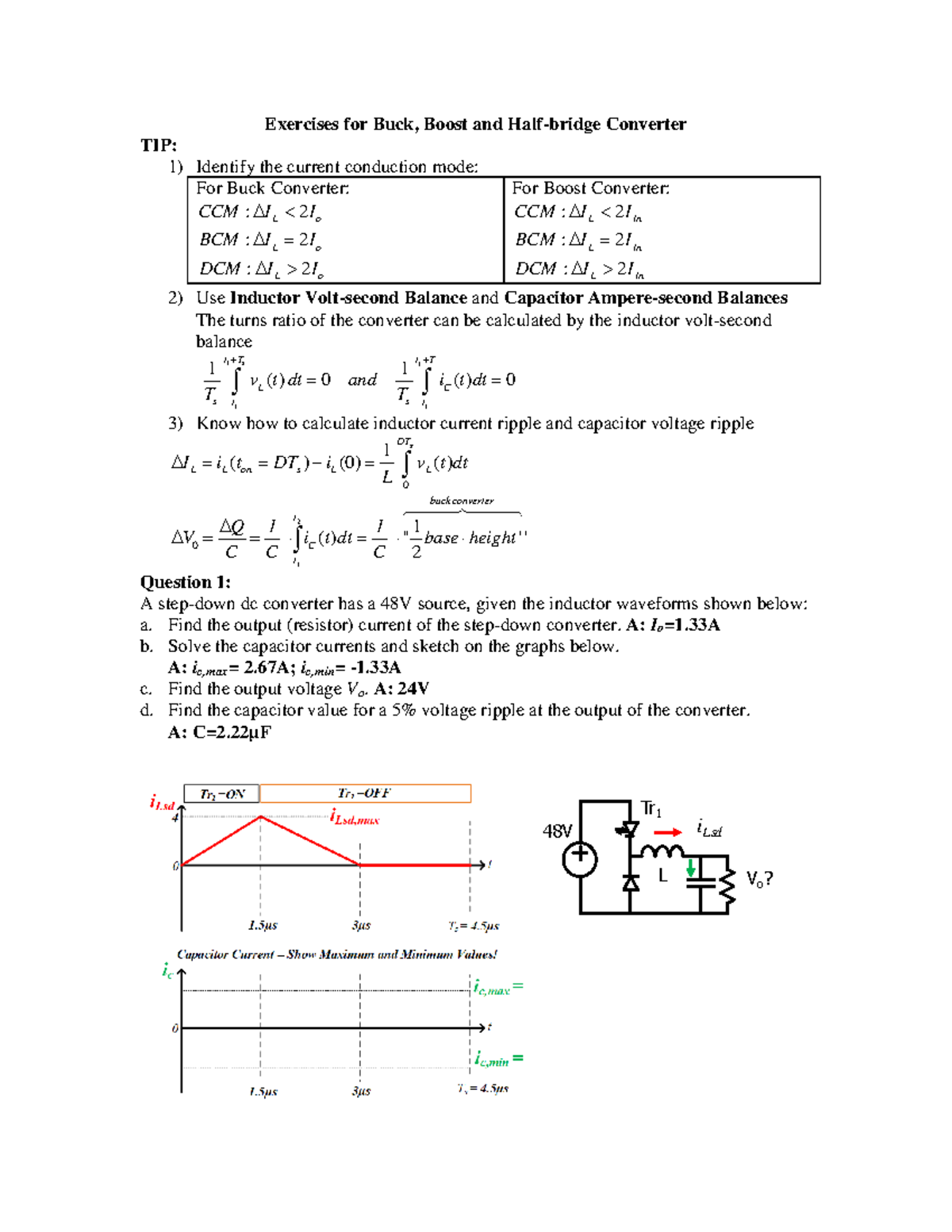 Exercise List Buck Boost halbridge - Exercises for Buck, Boost and Half ...