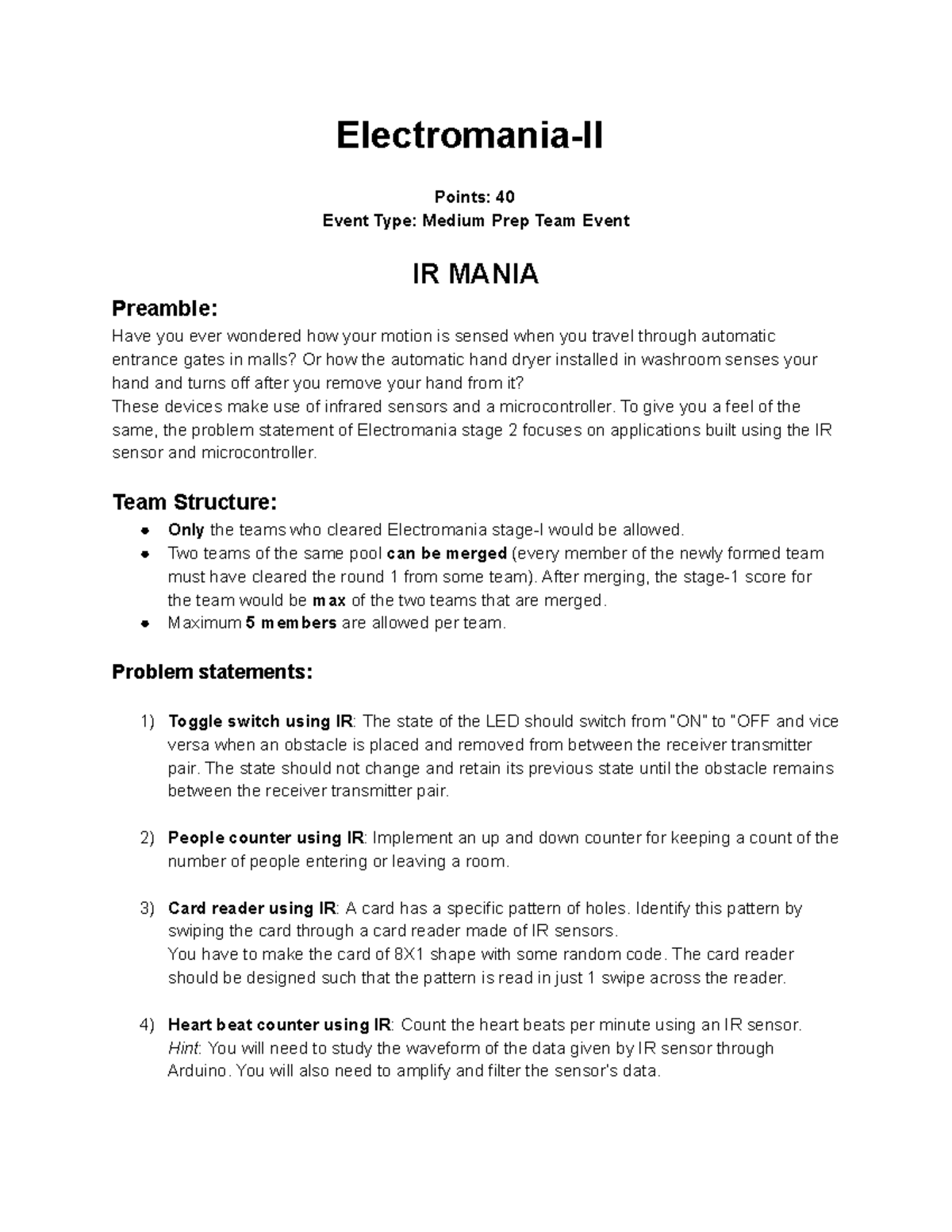 Electromania-stage-2 - Electromania-II Points: 40 Event Type: Medium ...