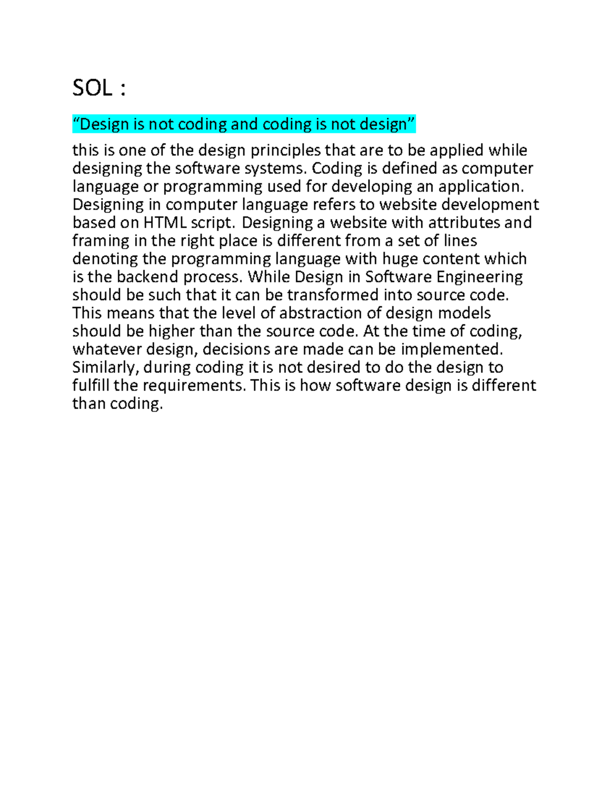 Sol2 SE assignment 20BCS7898 3 - “Design is not coding and coding is ...