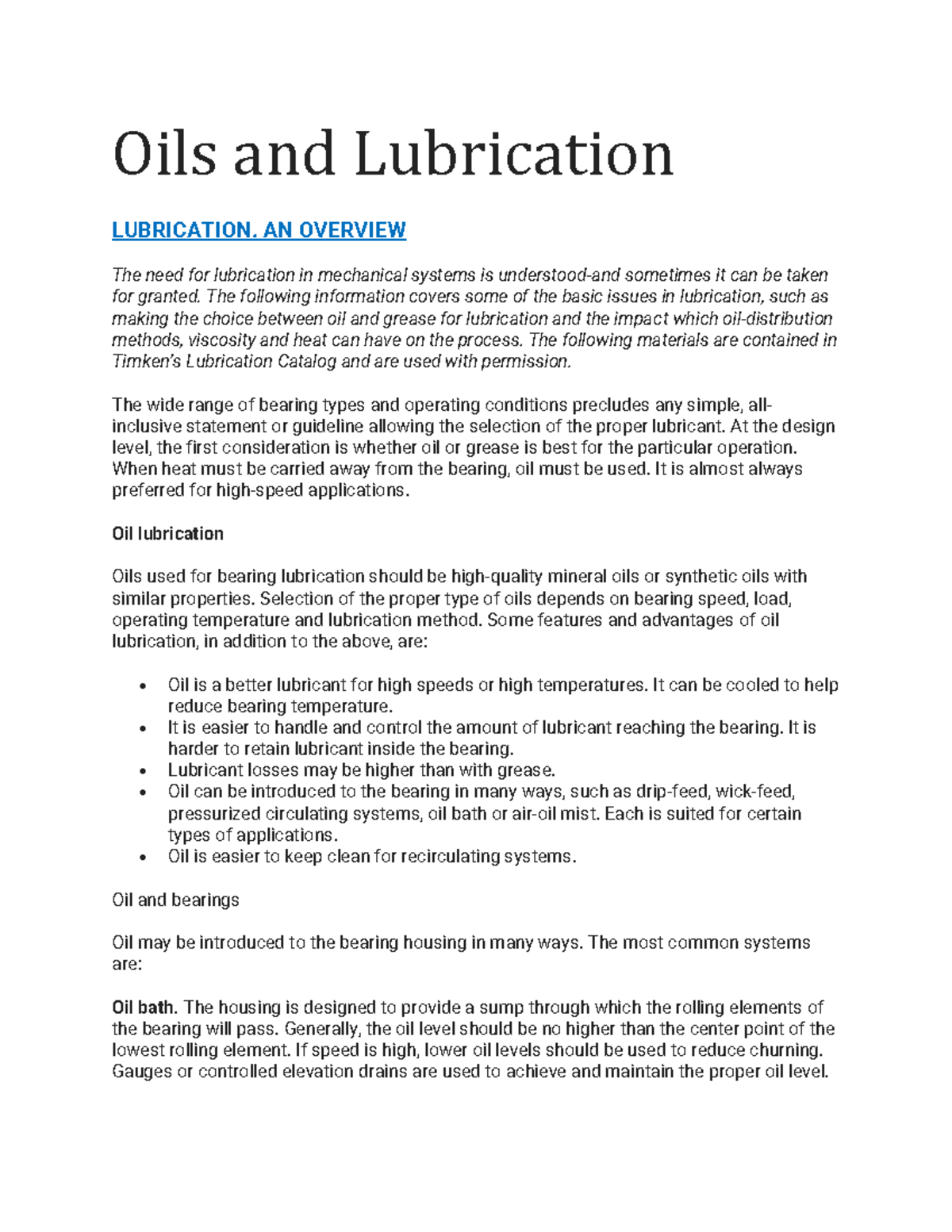 OILS & Lubrication - Unit 1 notes - Oils and Lubrication LUBRICATION ...