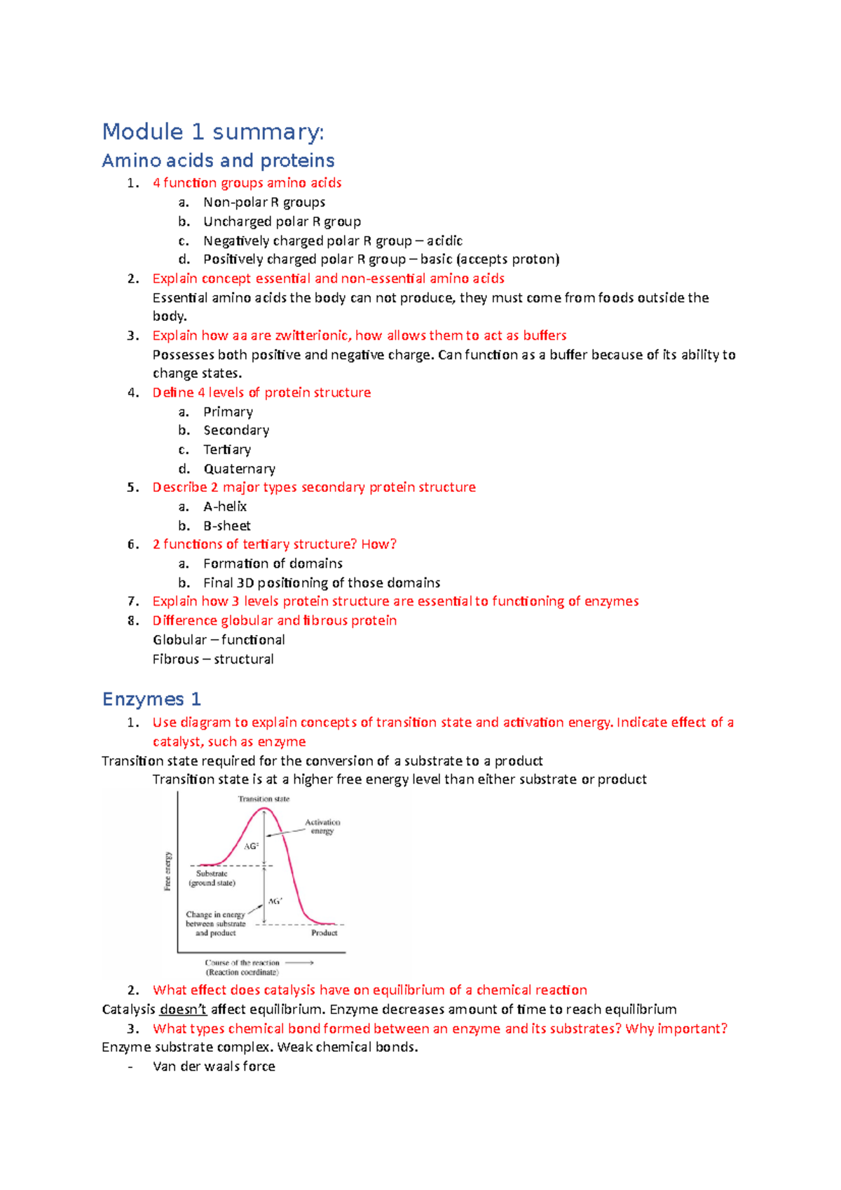 Module summary (Auto Recovered) - Module 1 summary: Amino acids and ...
