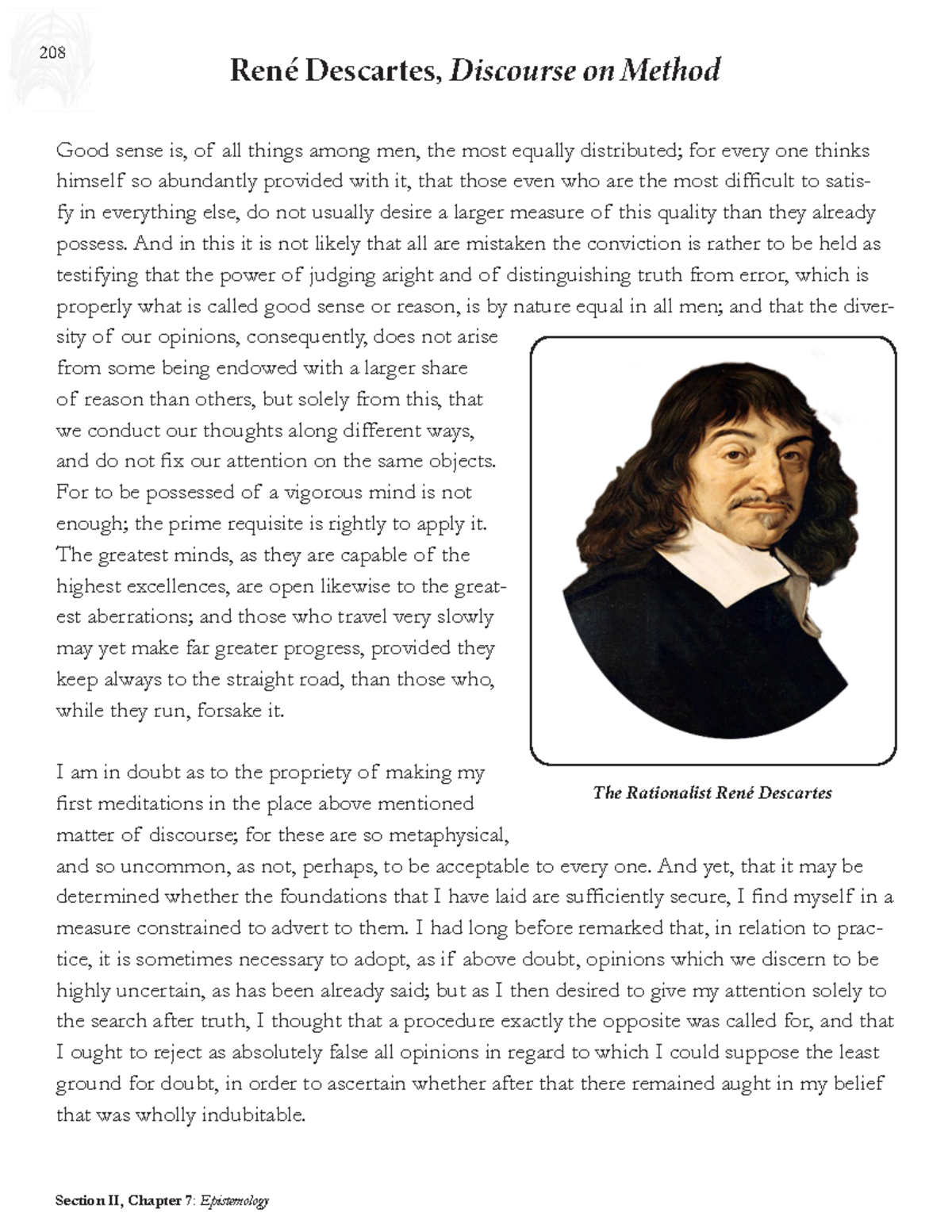 Rene Descartes Reading - !"#$%&"'()+"',%!"#$%&'#()%)+(,-%. Good sense ...