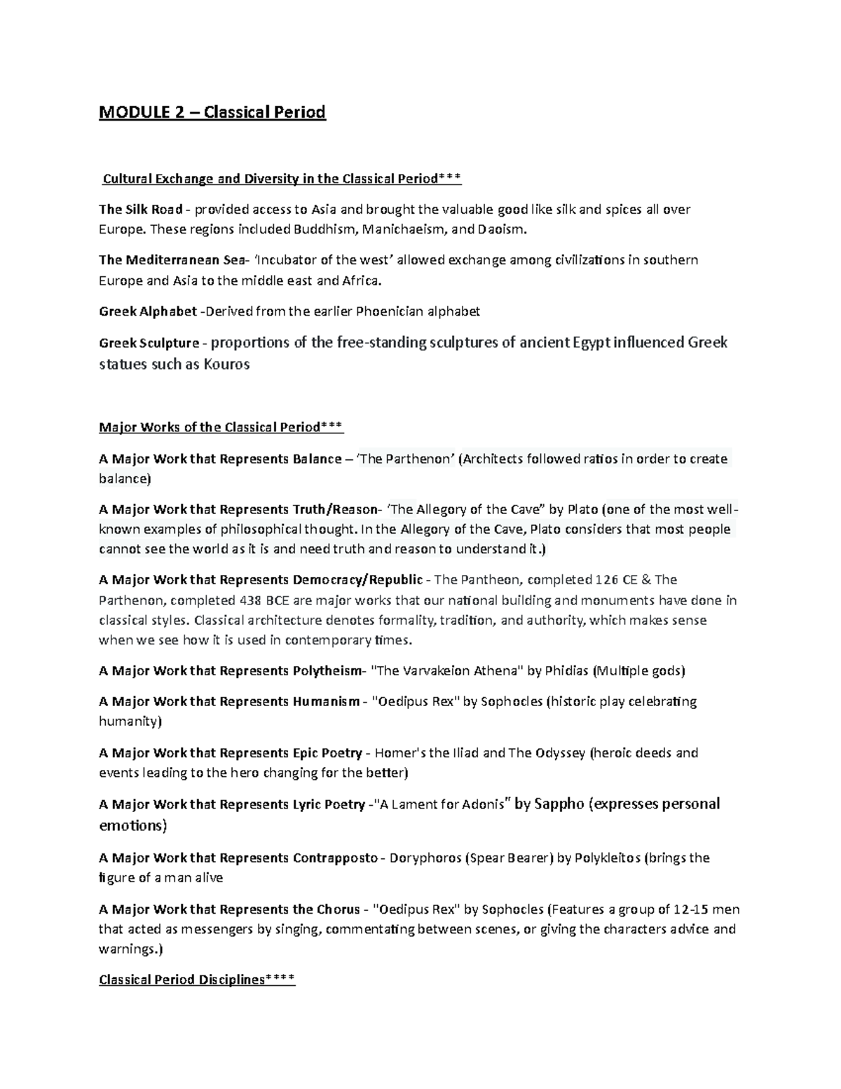 C100, the Humanities: 2nd Attempt Study Plan MOD 2 - MODULE 2 ...