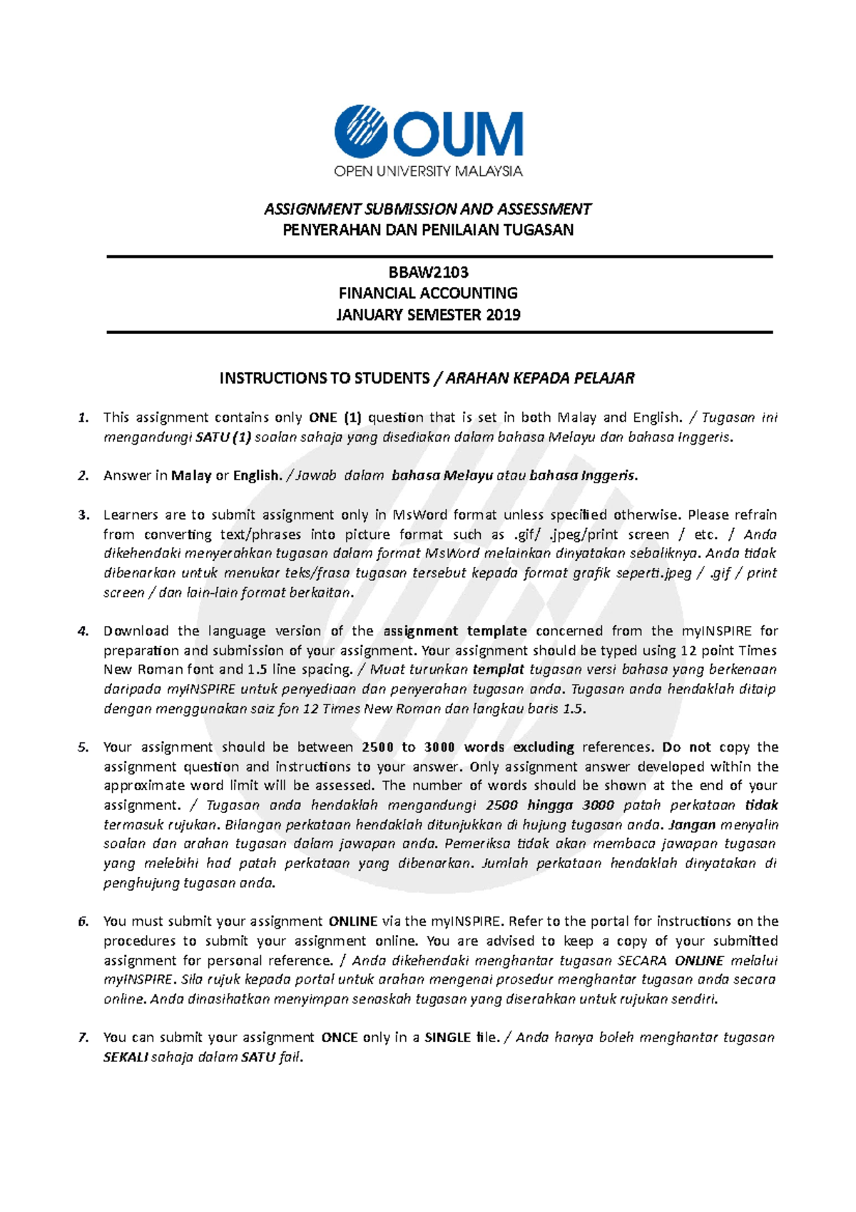 44119 Accounting - Grade: A - ASSIGNMENT SUBMISSION AND ASSESSMENT PENYERAHAN DAN PENILAIAN ...