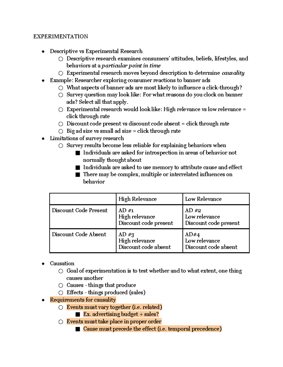 Experimentation - Professor Buster - EXPERIMENTATION Descriptive vs ...