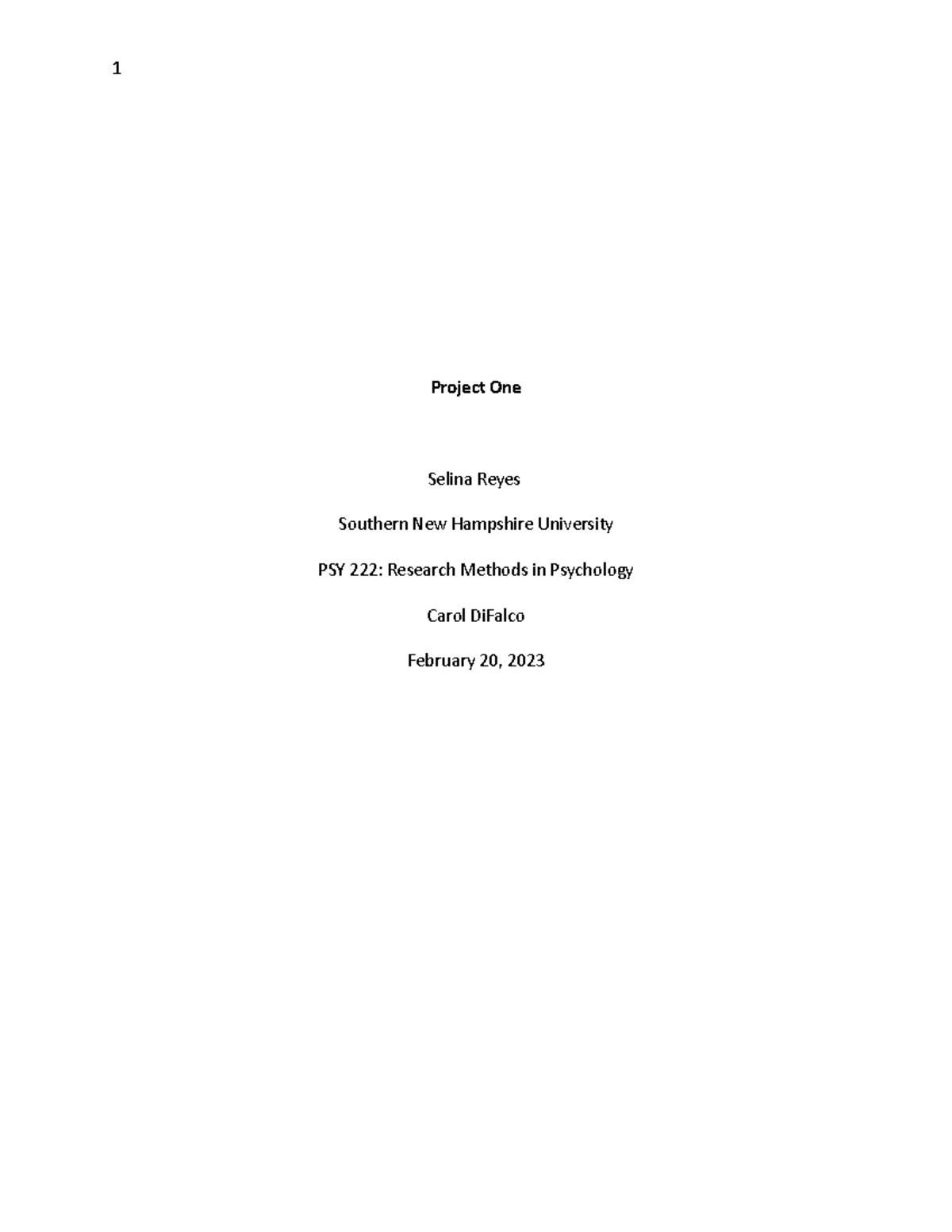 Project One - Project One Selina Reyes Southern New Hampshire ...