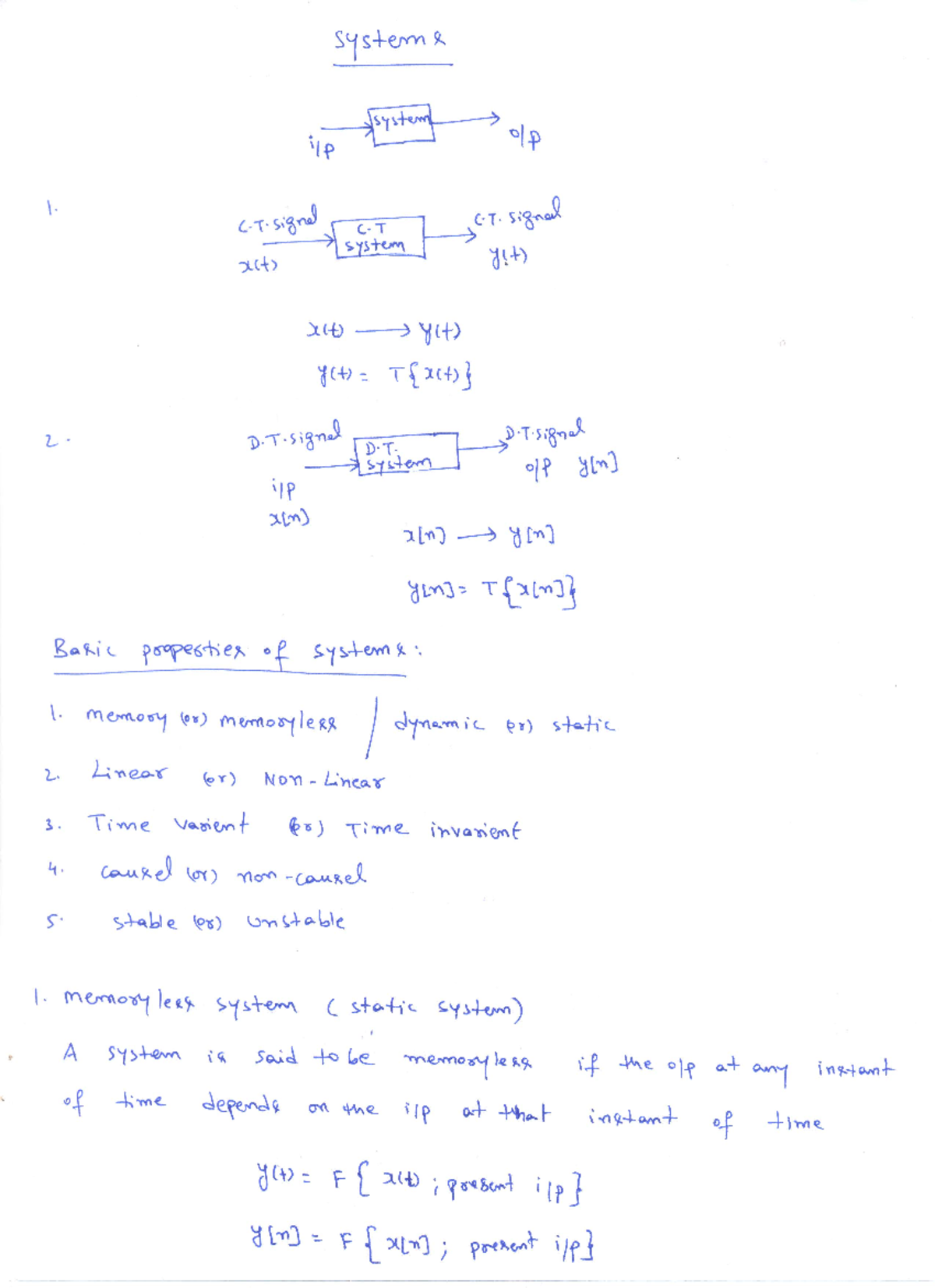7.) Systems Classification - Signals and systems - Studocu