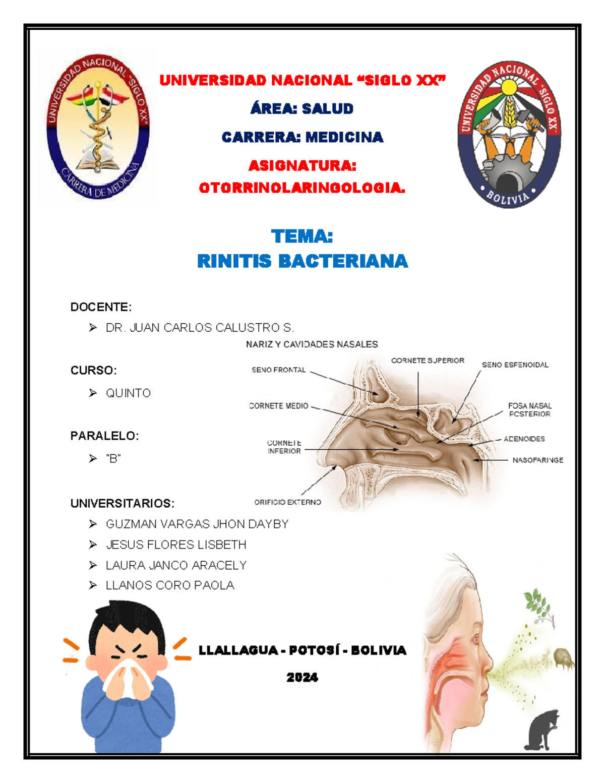 Rinitis Bacteriana - UNIVERSIDAD NACIONAL “SIGLO XX” ÁREA: SALUD ...