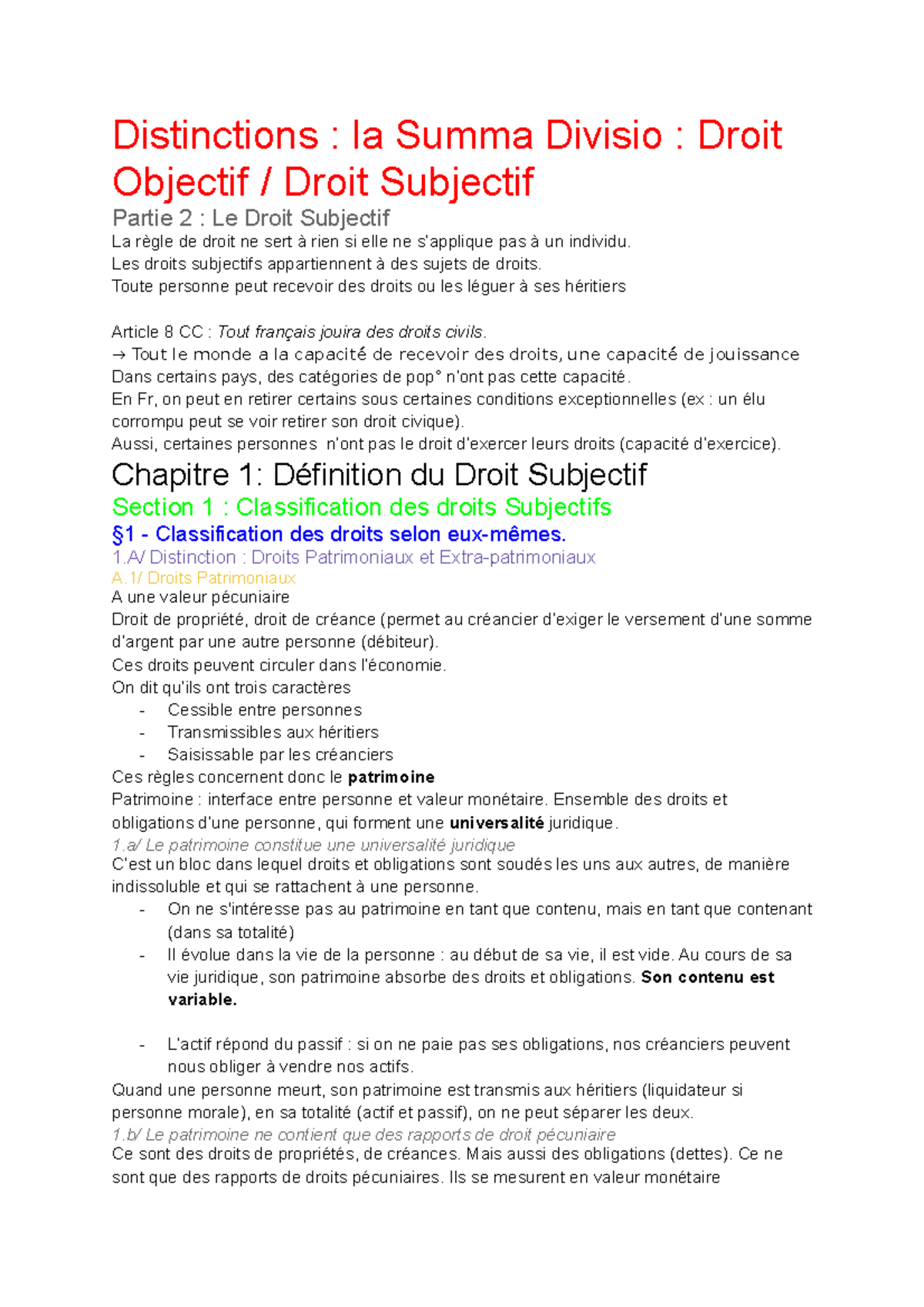 Partie-2-Les-Droits-Subjectifs - Distinctions : la Summa Divisio ...