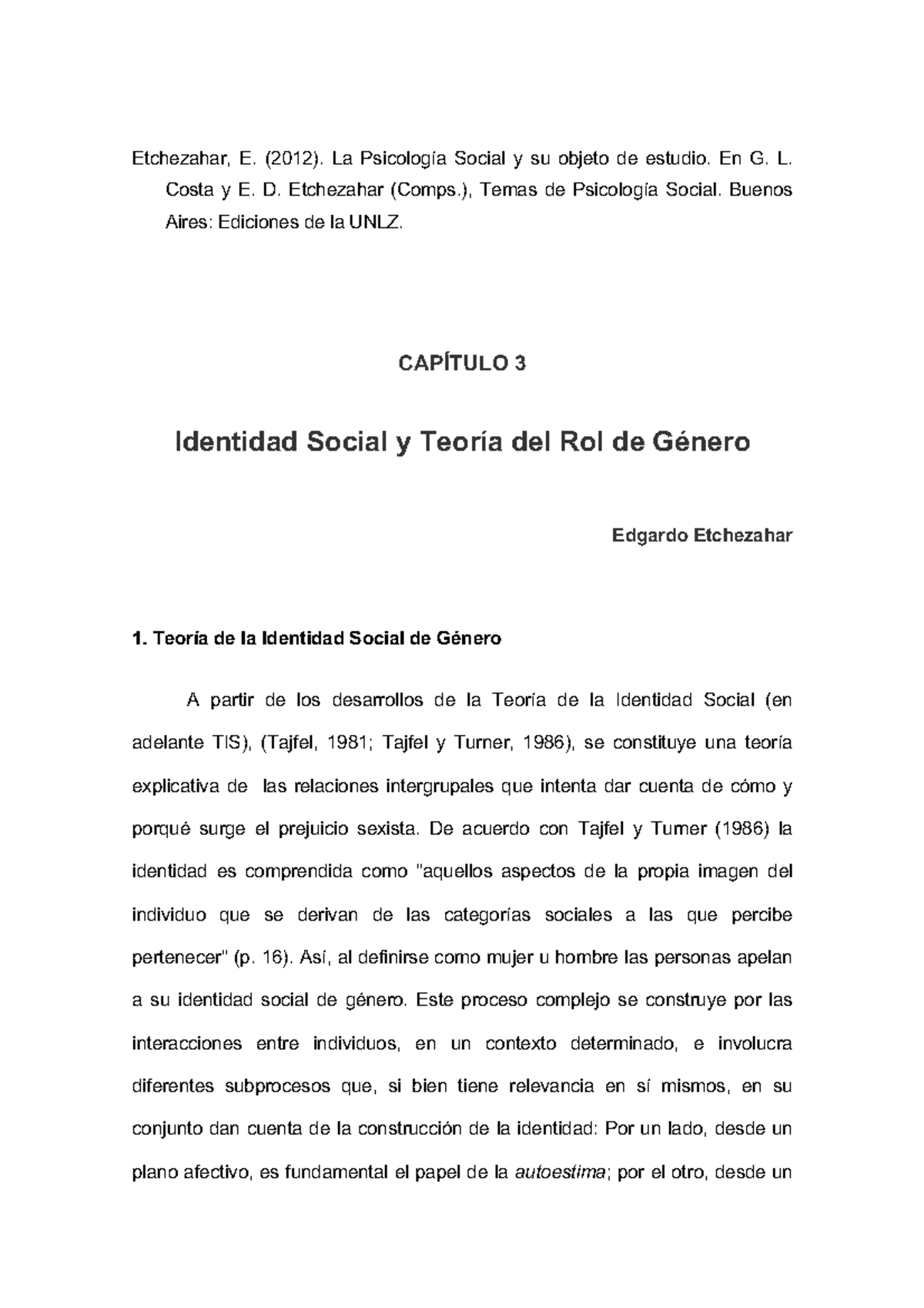 Capítulo 3 - Identidad Social y Teoría del Rol - Etchezahar ...